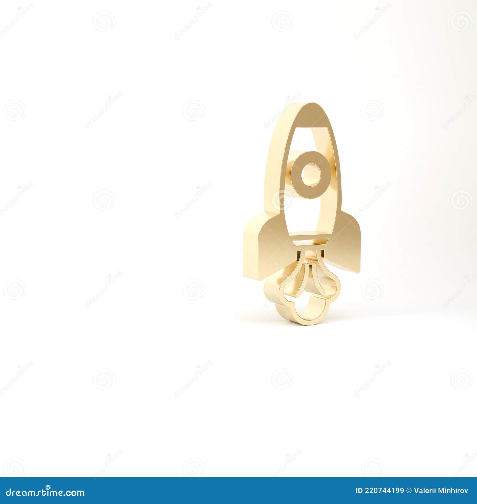 Gold Rocket Ship Icon Isolated on White Background. Space Travel Stock ...