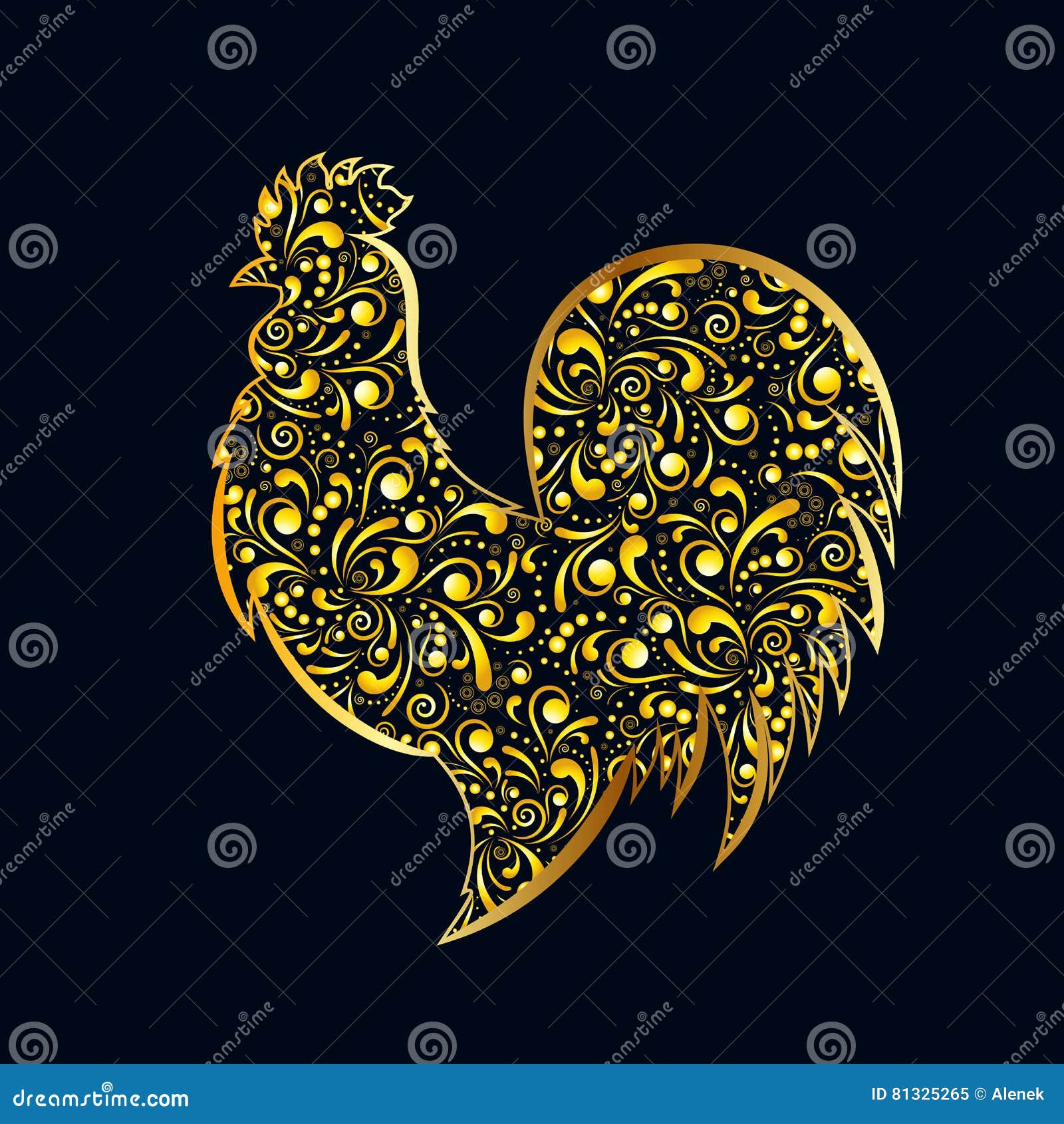The gold rooster stock vector. Illustration of jewelry - 81325265