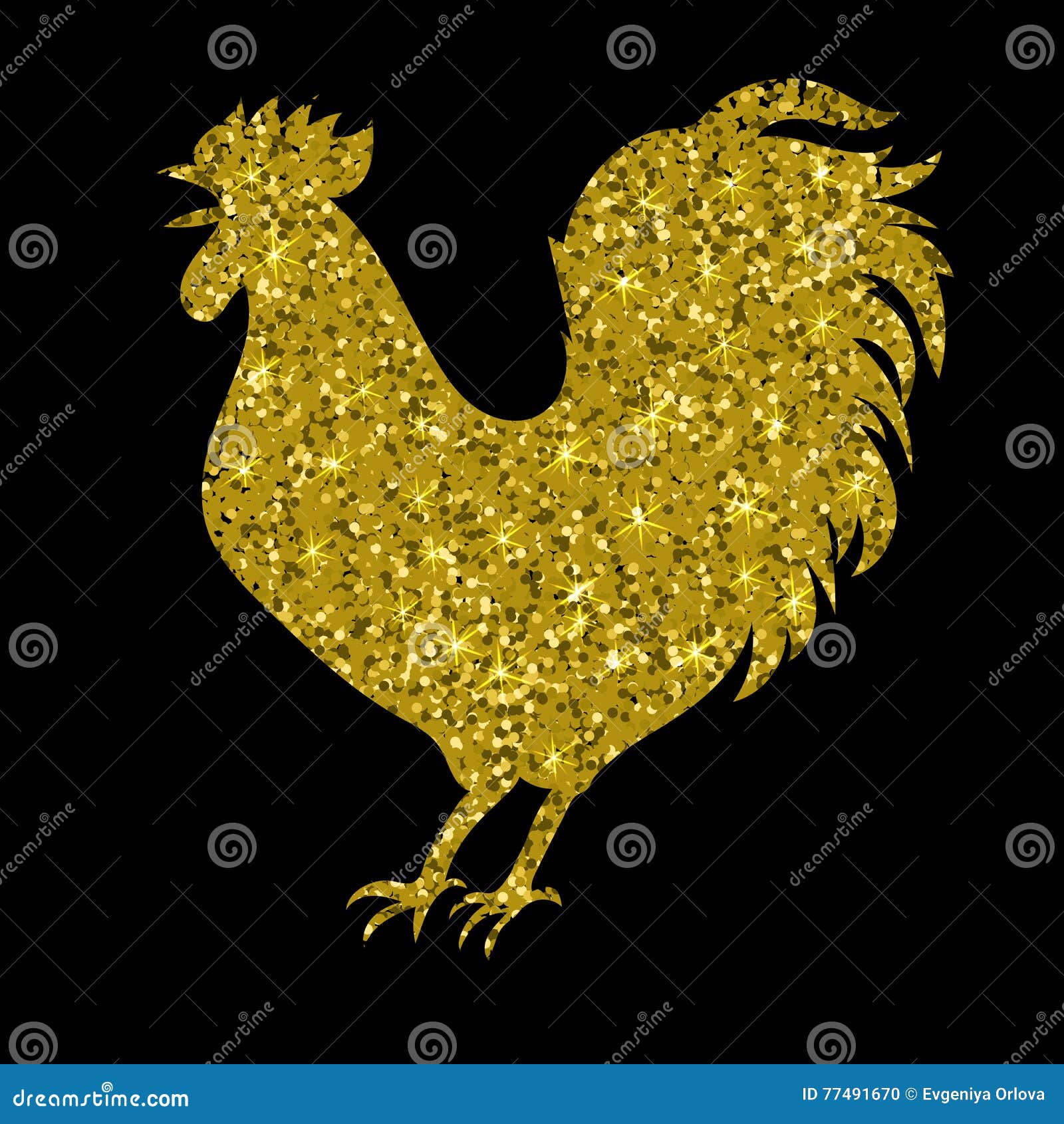 Gold Rooster Shape Tinsel Placer Card. Cartoon Vector | CartoonDealer ...