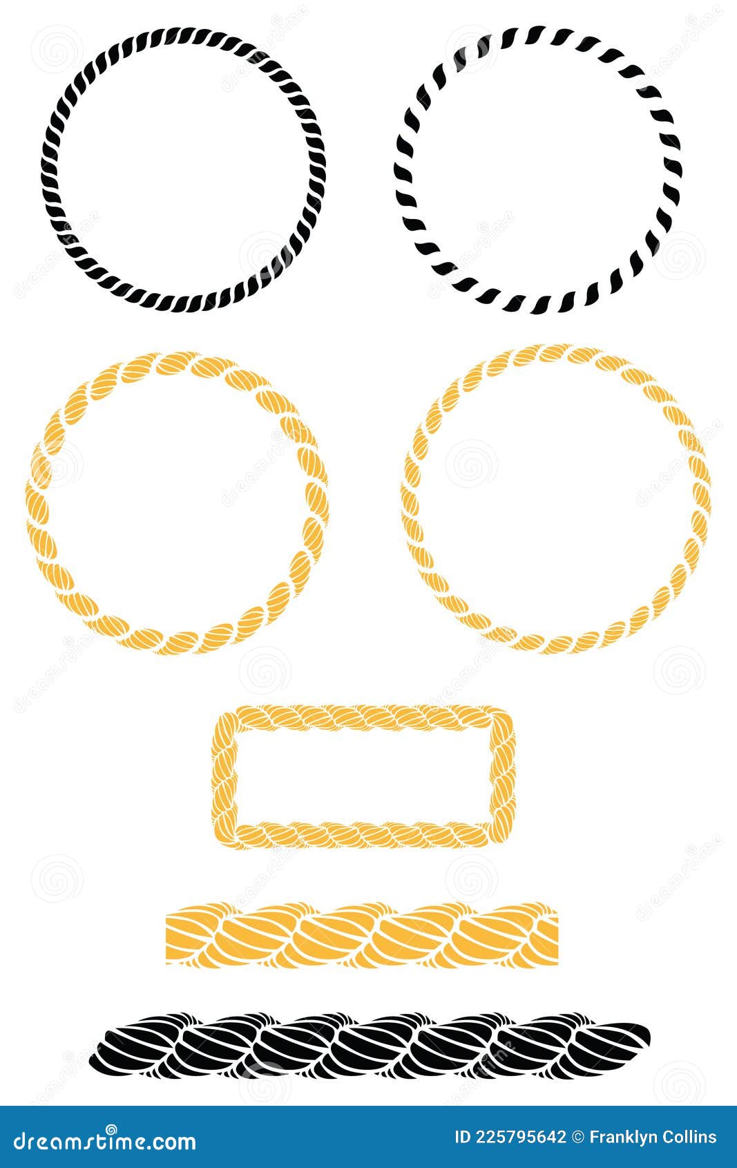 Gold Rope Borders and Patterns Stock Vector - Illustration of necklace ...