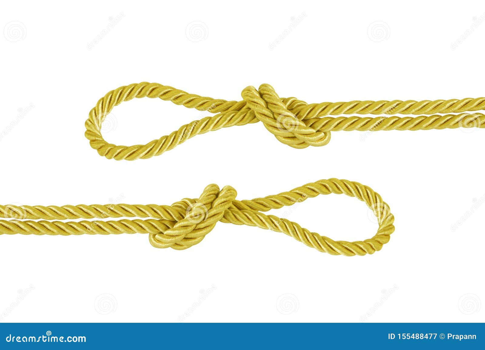 The Gold Rope Knot Isolated on White Background Stock Image - Image of ...