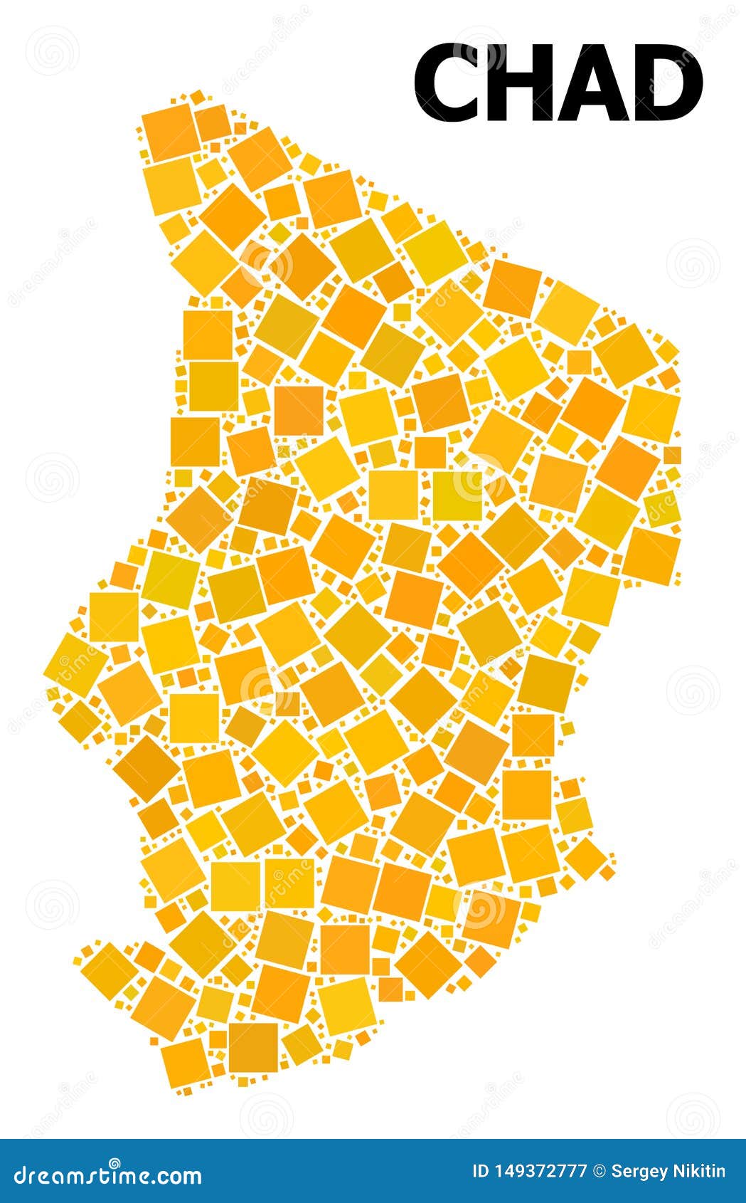 Gold Rotated Square Mosaic Map of Chad Stock Illustration ...