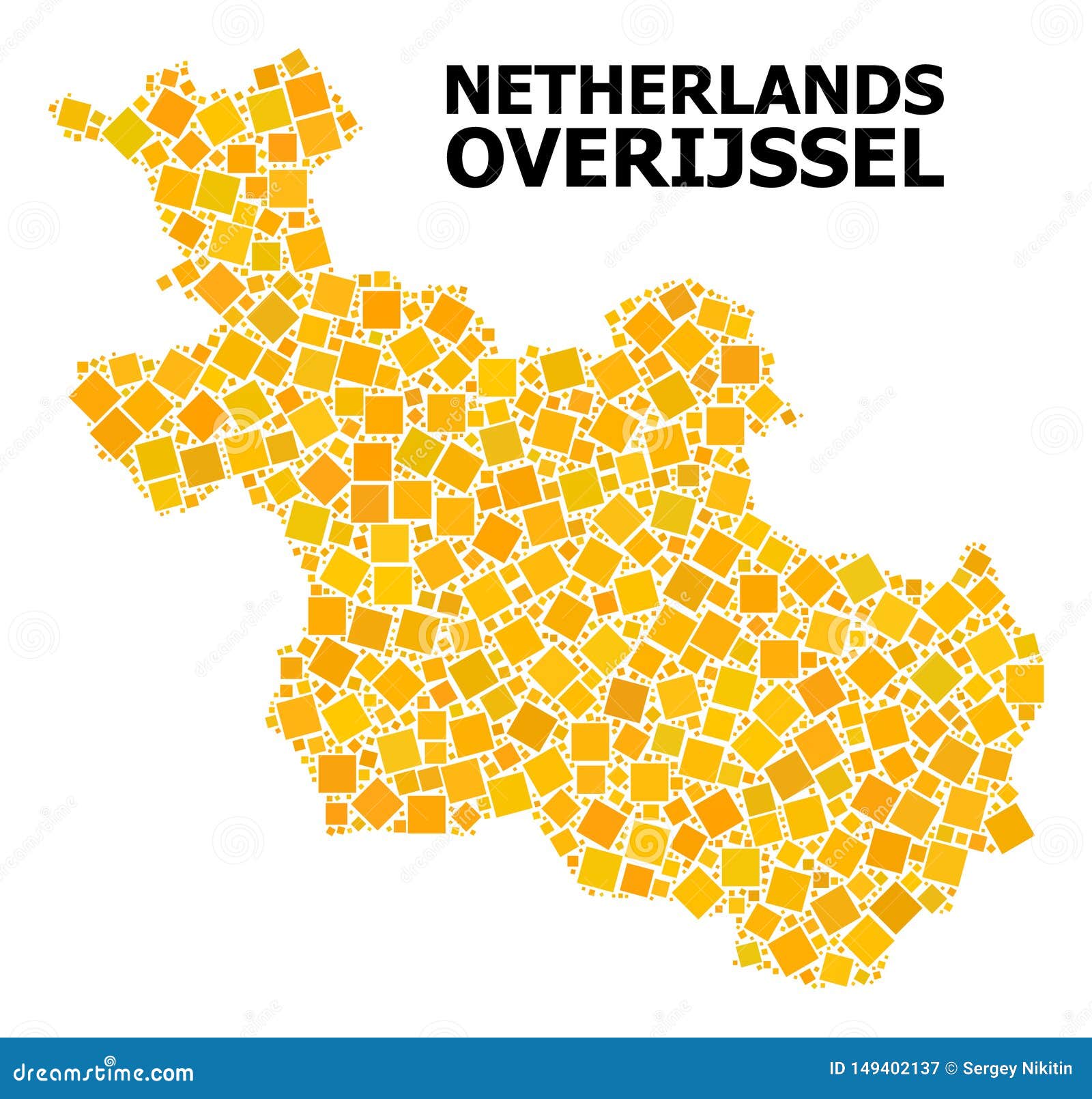 Gold Rotated Square Mosaic Map of Overijssel Province Stock ...