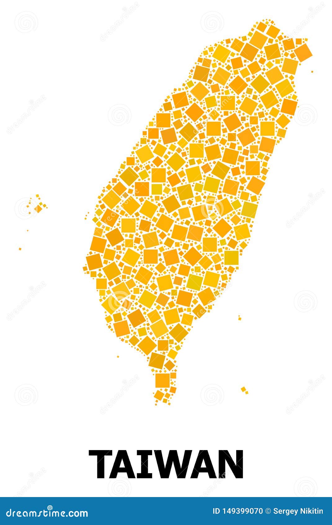 Gold Rotated Square Mosaic Map of Taiwan Stock Illustration ...