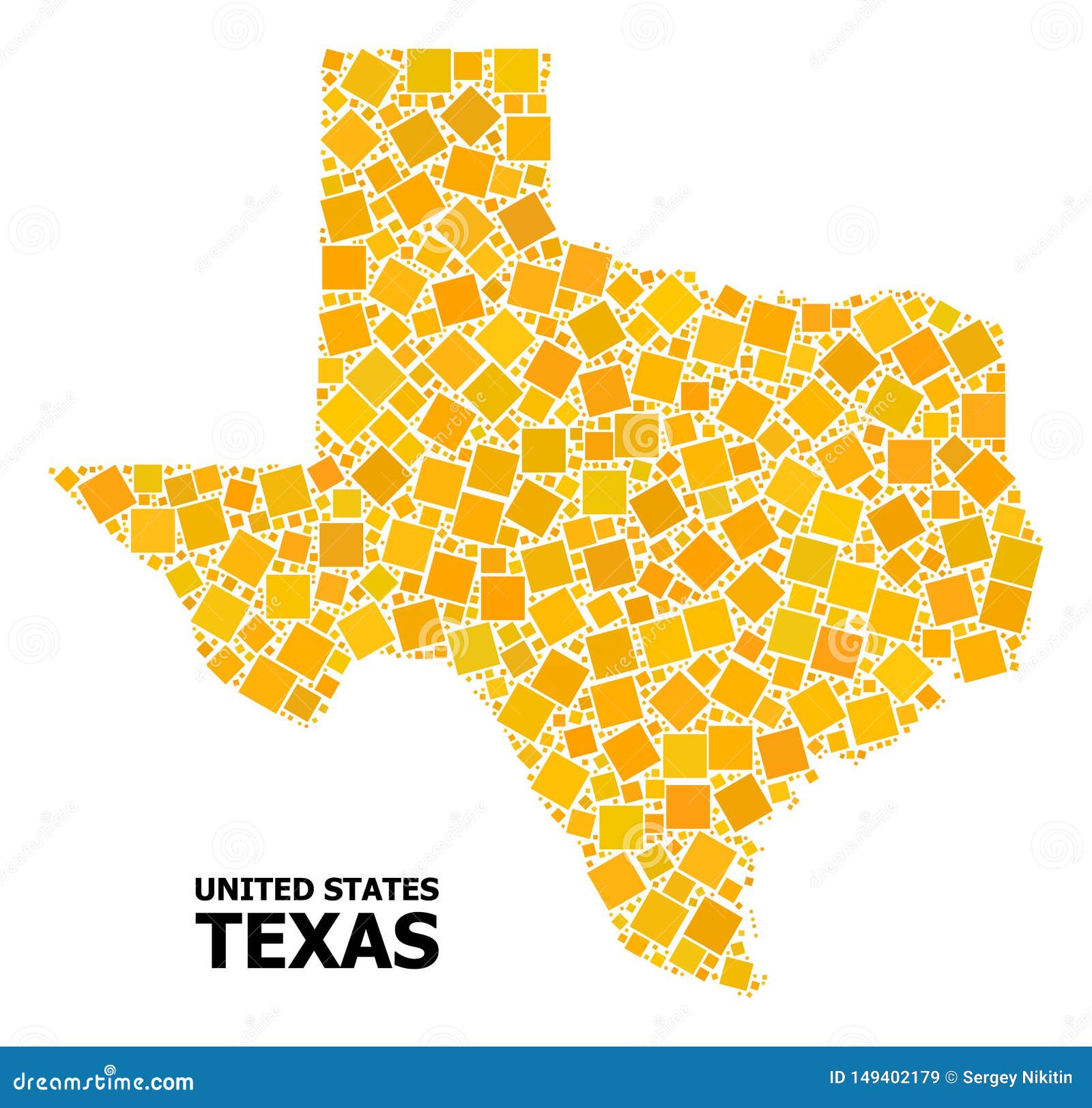 Texas Map Gold Texture On Blue Background Cartoon Vector ...