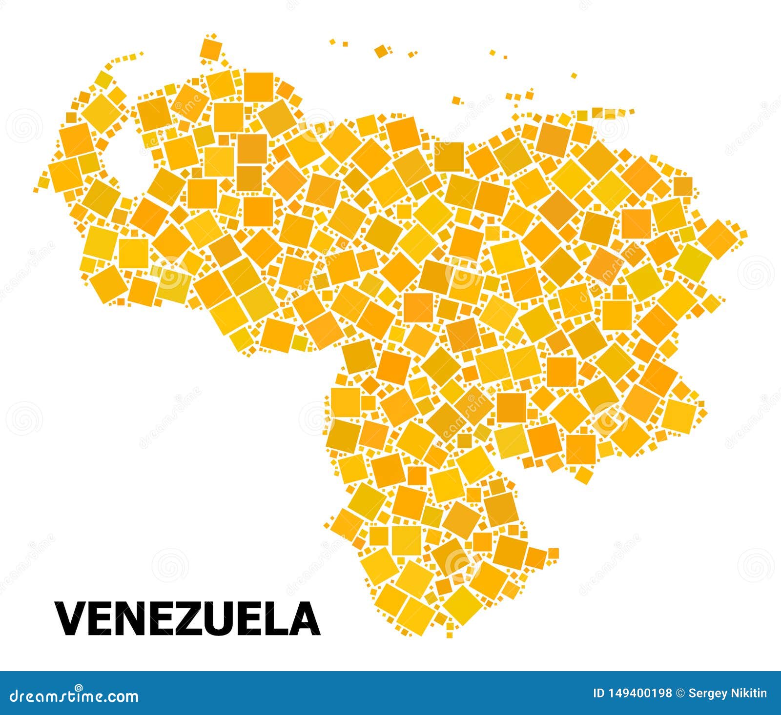 Gold Rotated Square Mosaic Map of Venezuela Stock Illustration ...
