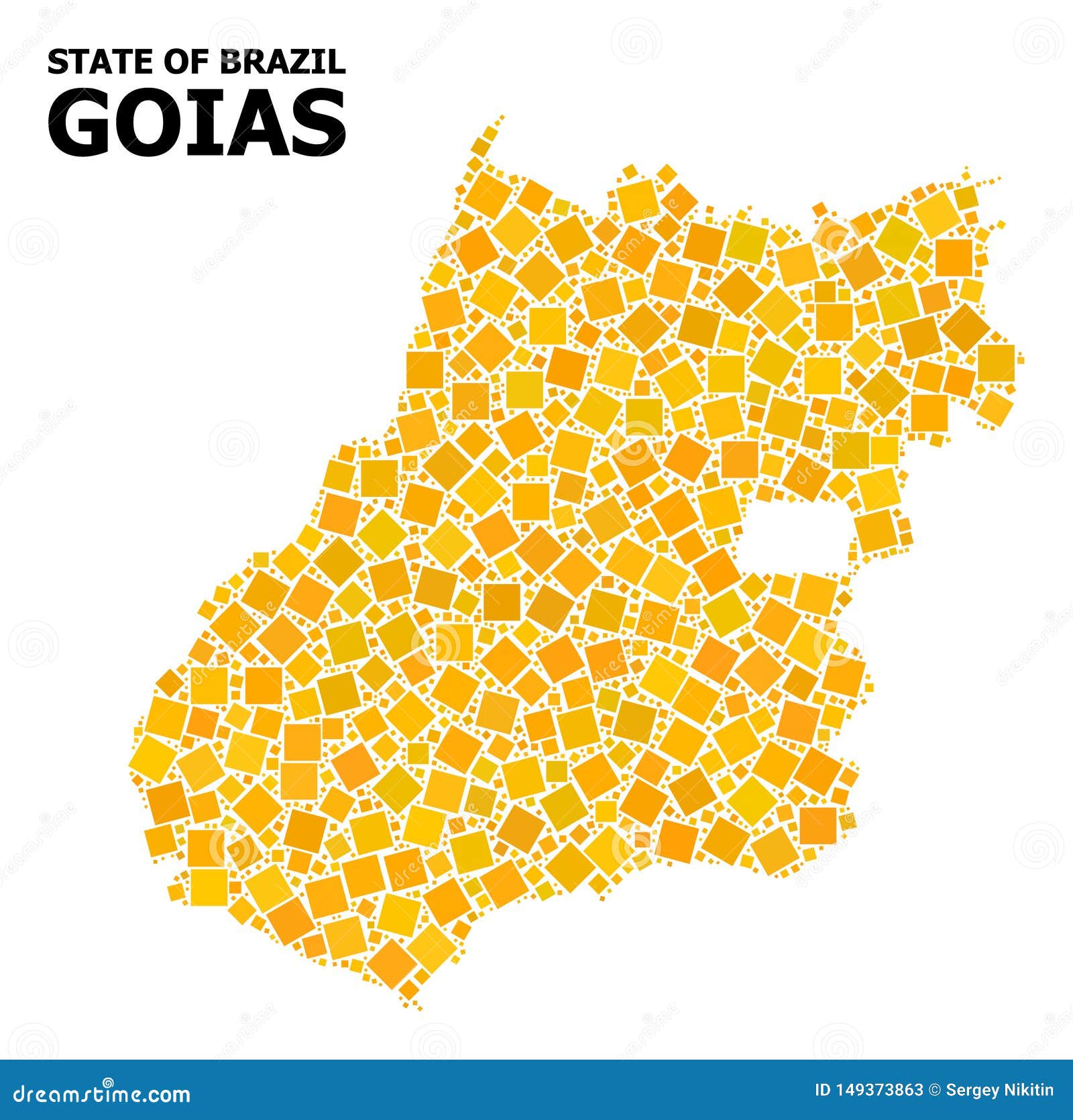 Gold Rotated Square Pattern Map of Goias State Stock Illustration ...
