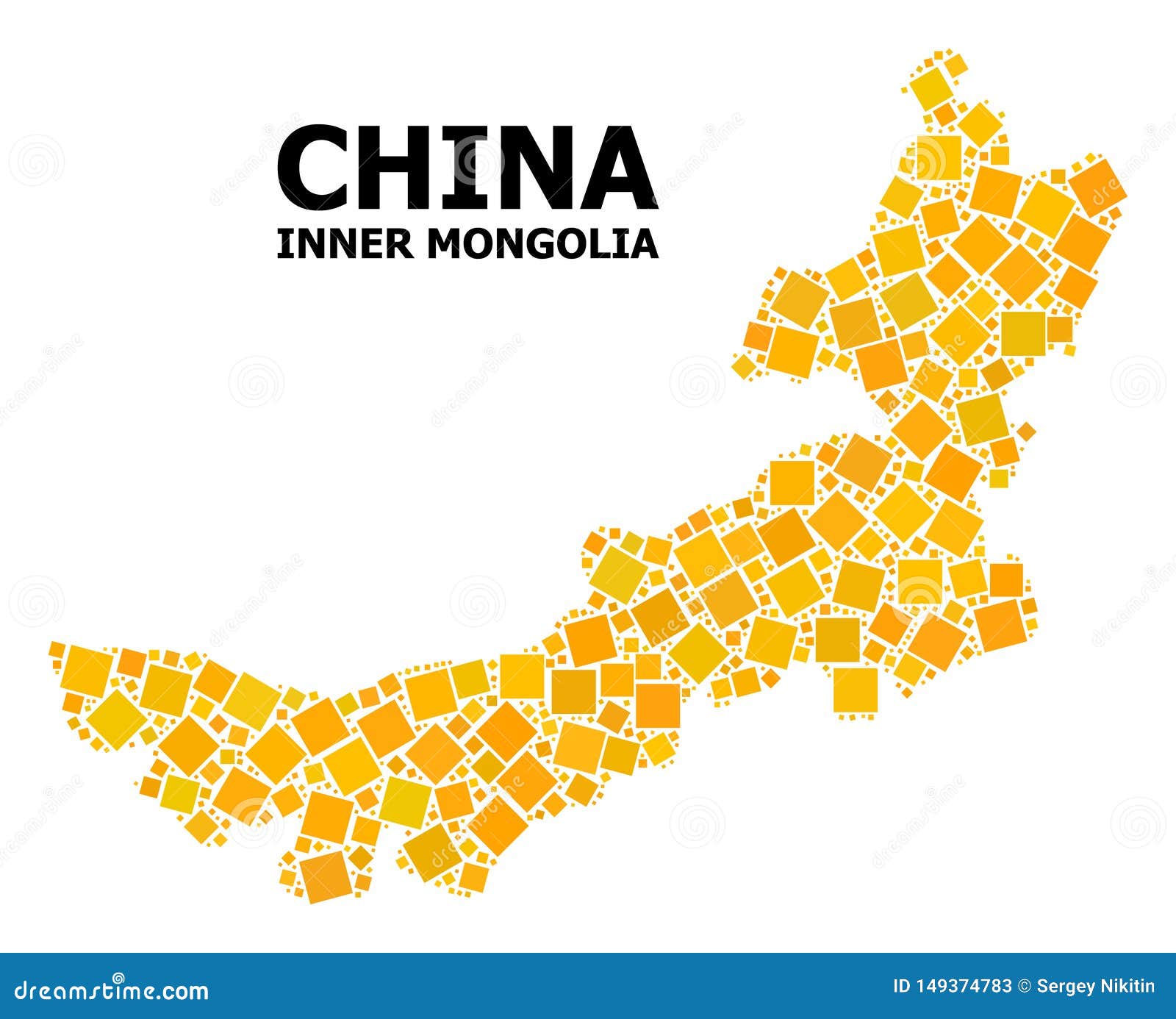Gold Rotated Square Pattern Map of Inner Mongolia Stock Illustration ...