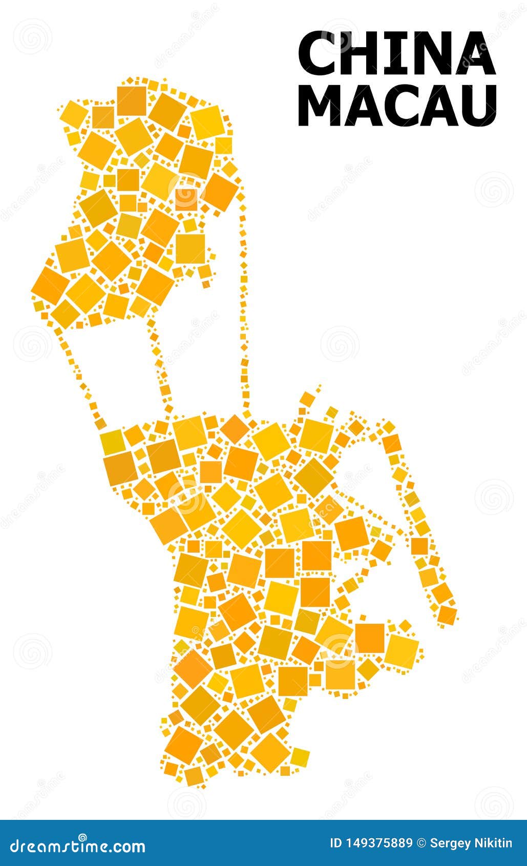 Gold Rotated Square Pattern Map of Macau Stock Illustration ...