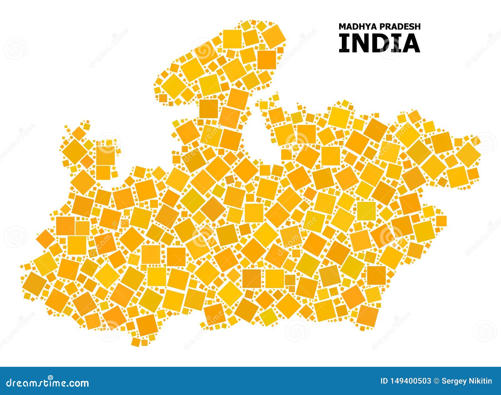 Gold Rotated Square Pattern Map of Madhya Pradesh State Stock ...