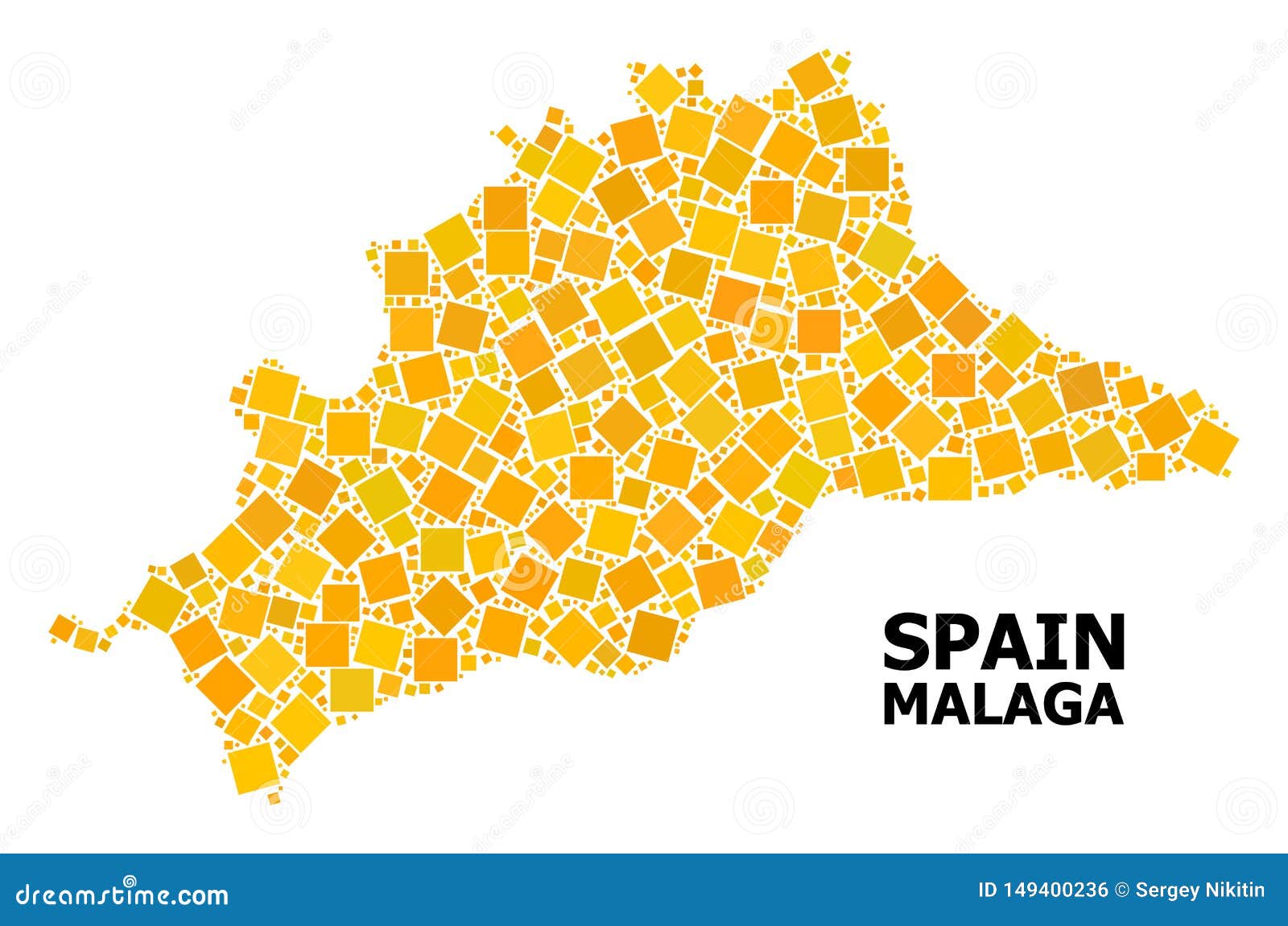 Gold Rotated Square Pattern Map of Malaga Province Stock Illustration ...