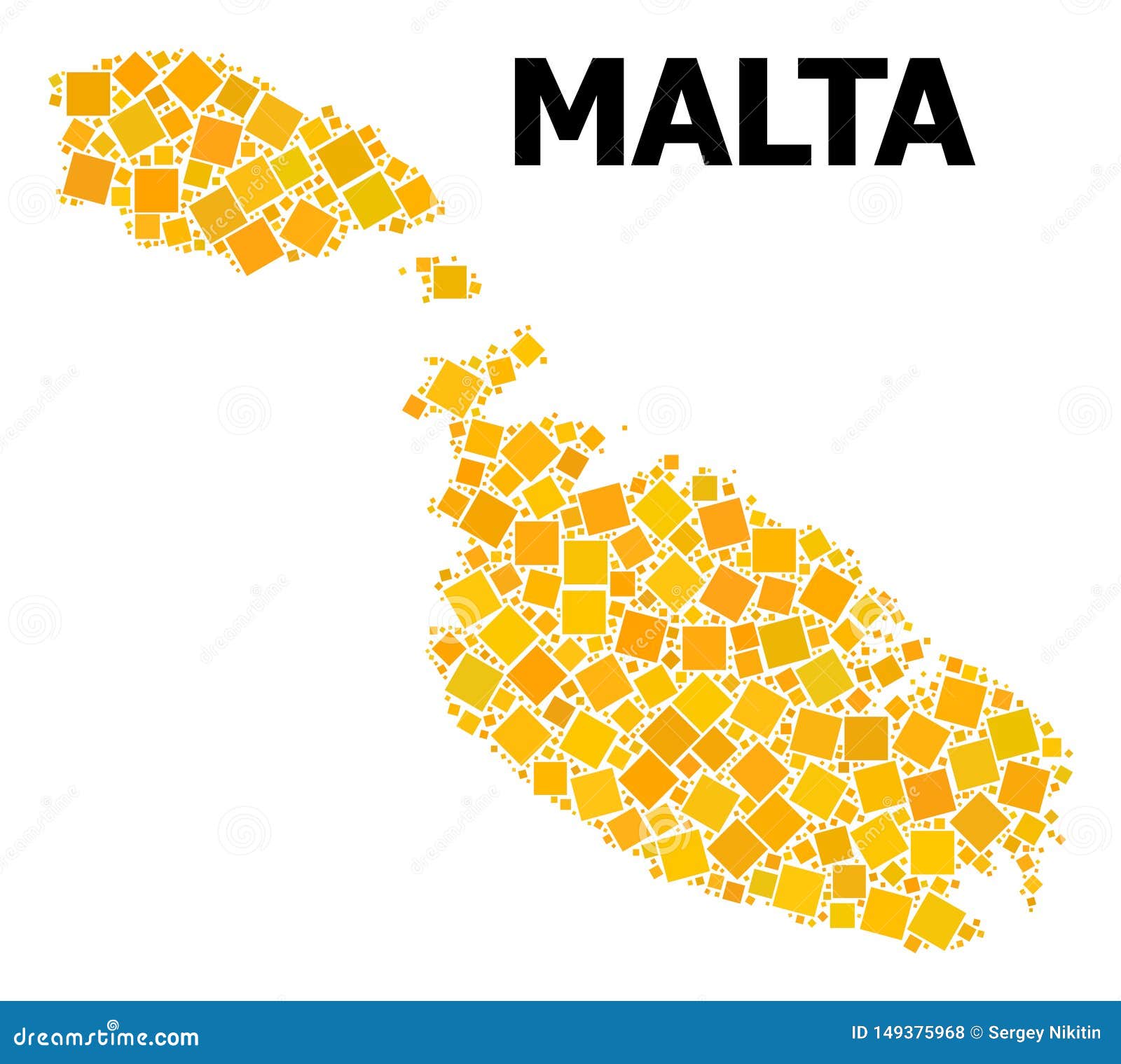Gold Rotated Square Pattern Map of Malta Stock Illustration ...