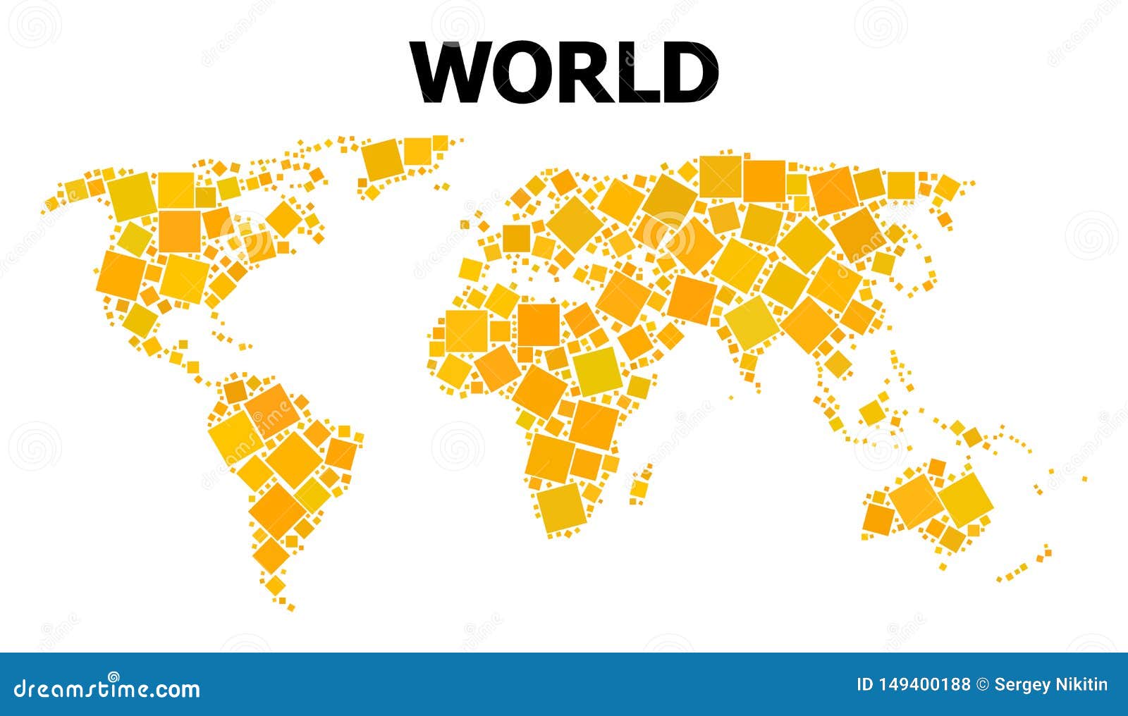 Gold Rotated Square Pattern Map of World Stock Illustration ...