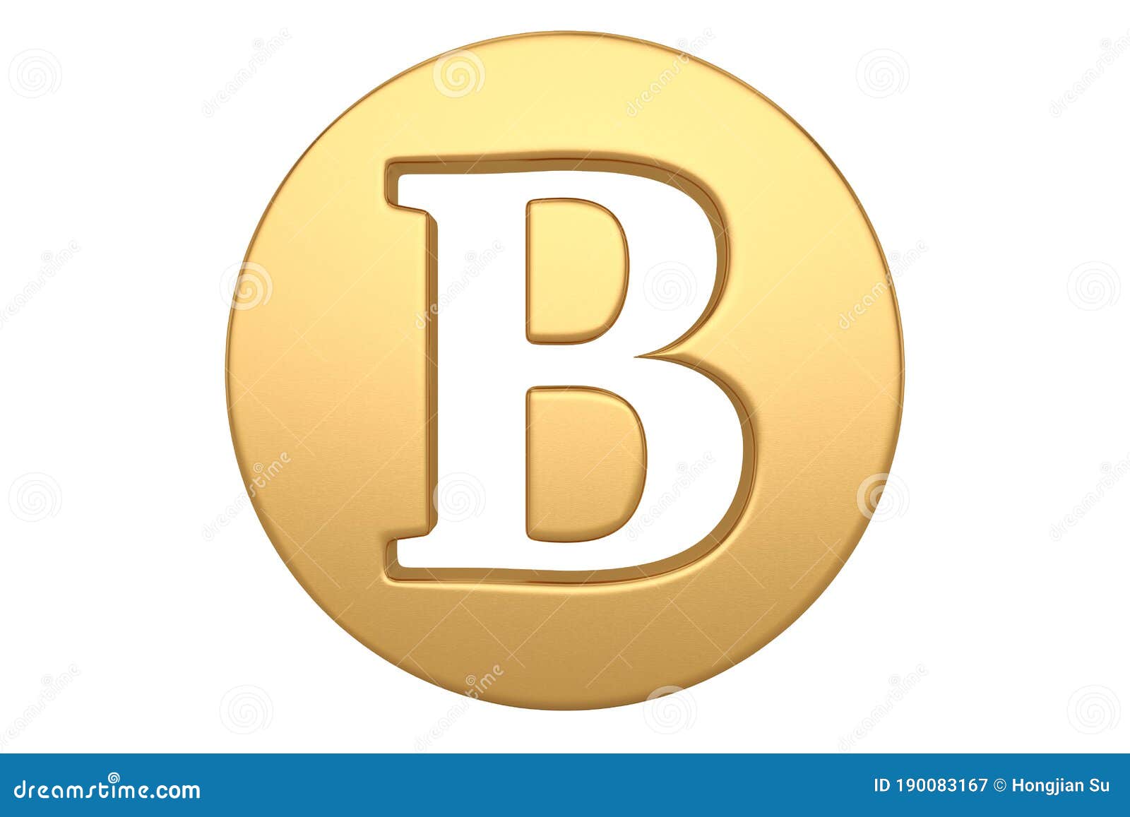 Gold Round Alphabet Sign Isolated on White Background. 3D Illustration ...