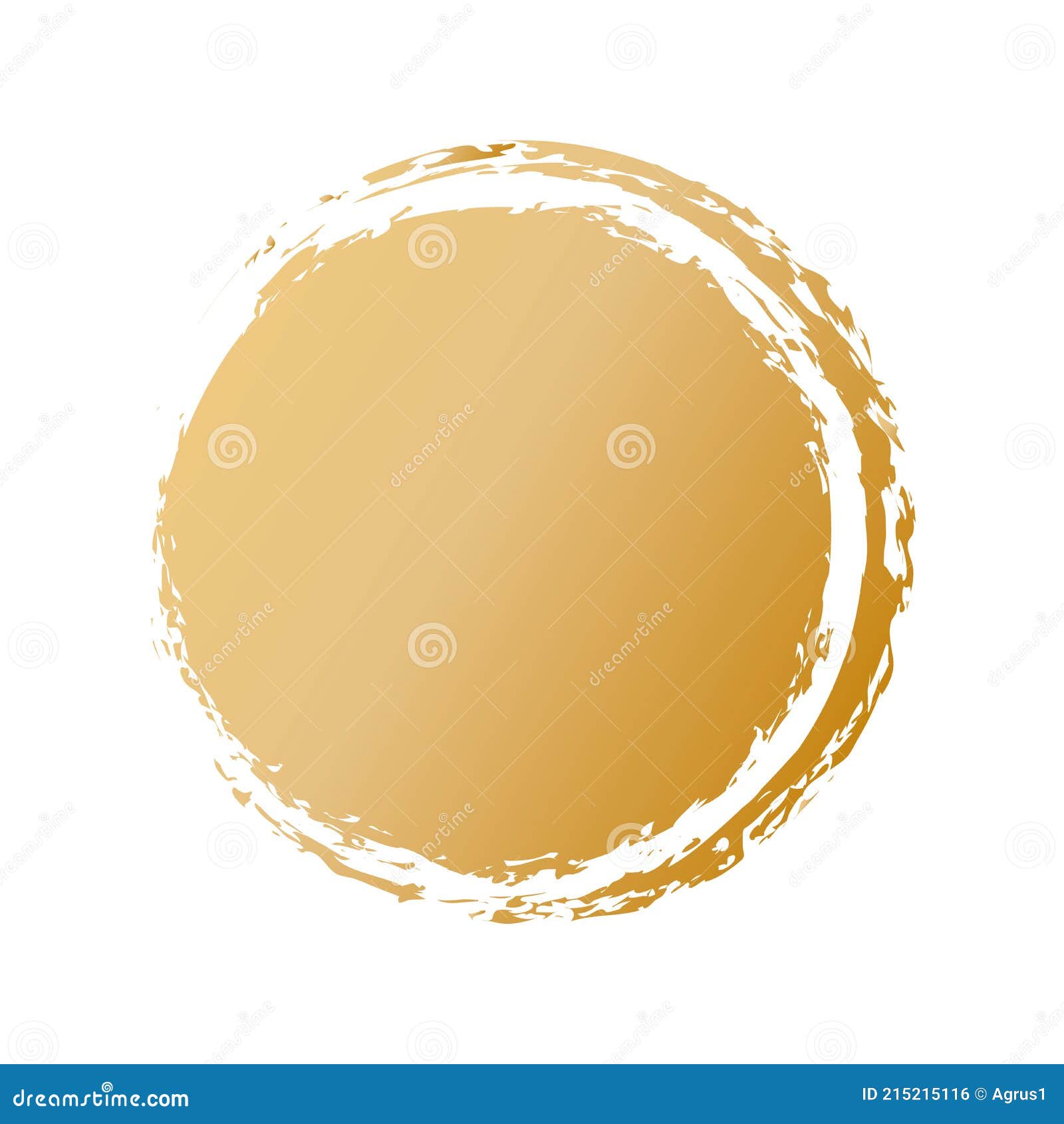 Gold Round Brush Painted Ink Stamp Circle Banner on White Background ...
