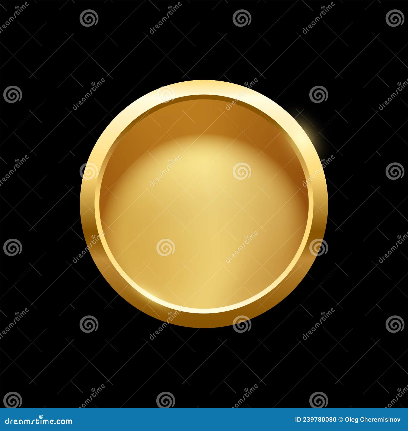 Gold Round Button with Frame, 3d Golden Glossy Elegant Circle Design ...