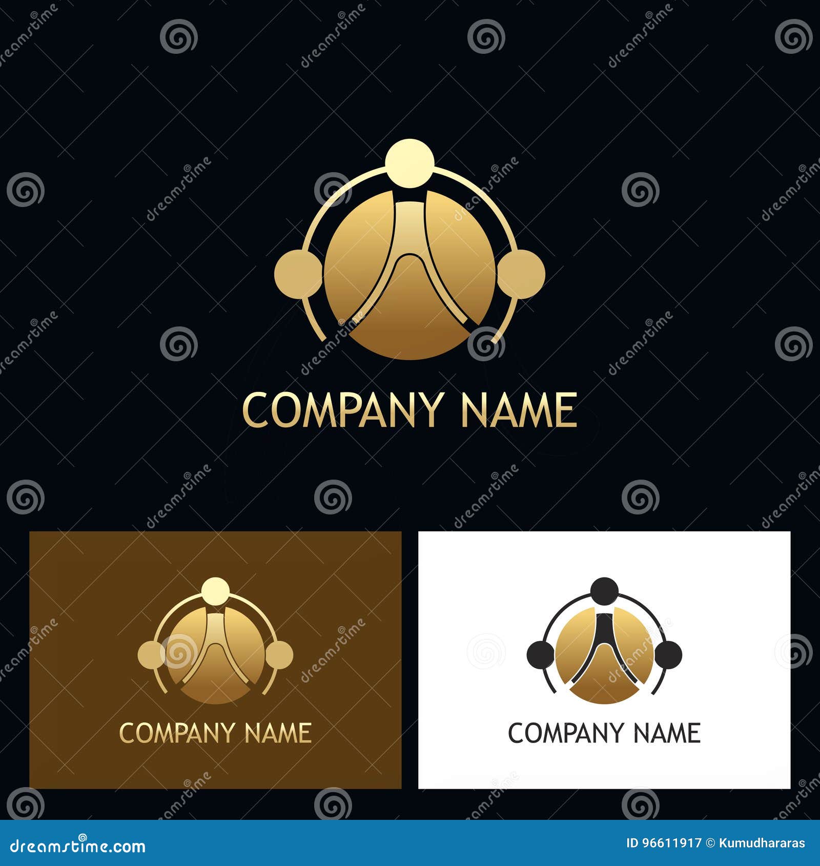 Gold round connect logo stock vector. Illustration of application ...