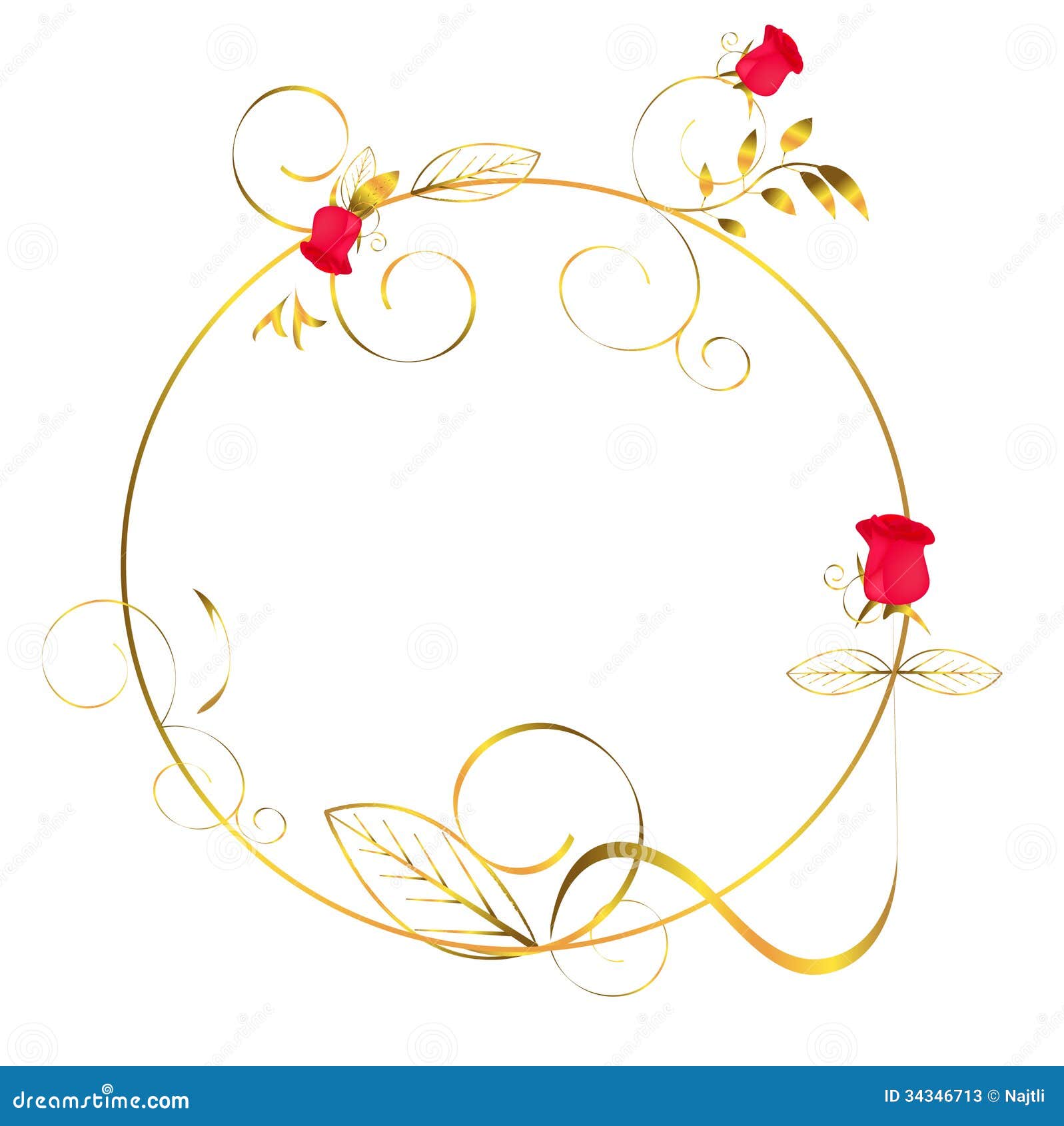 Gold round frame stock vector. Illustration of curl, design - 34346713