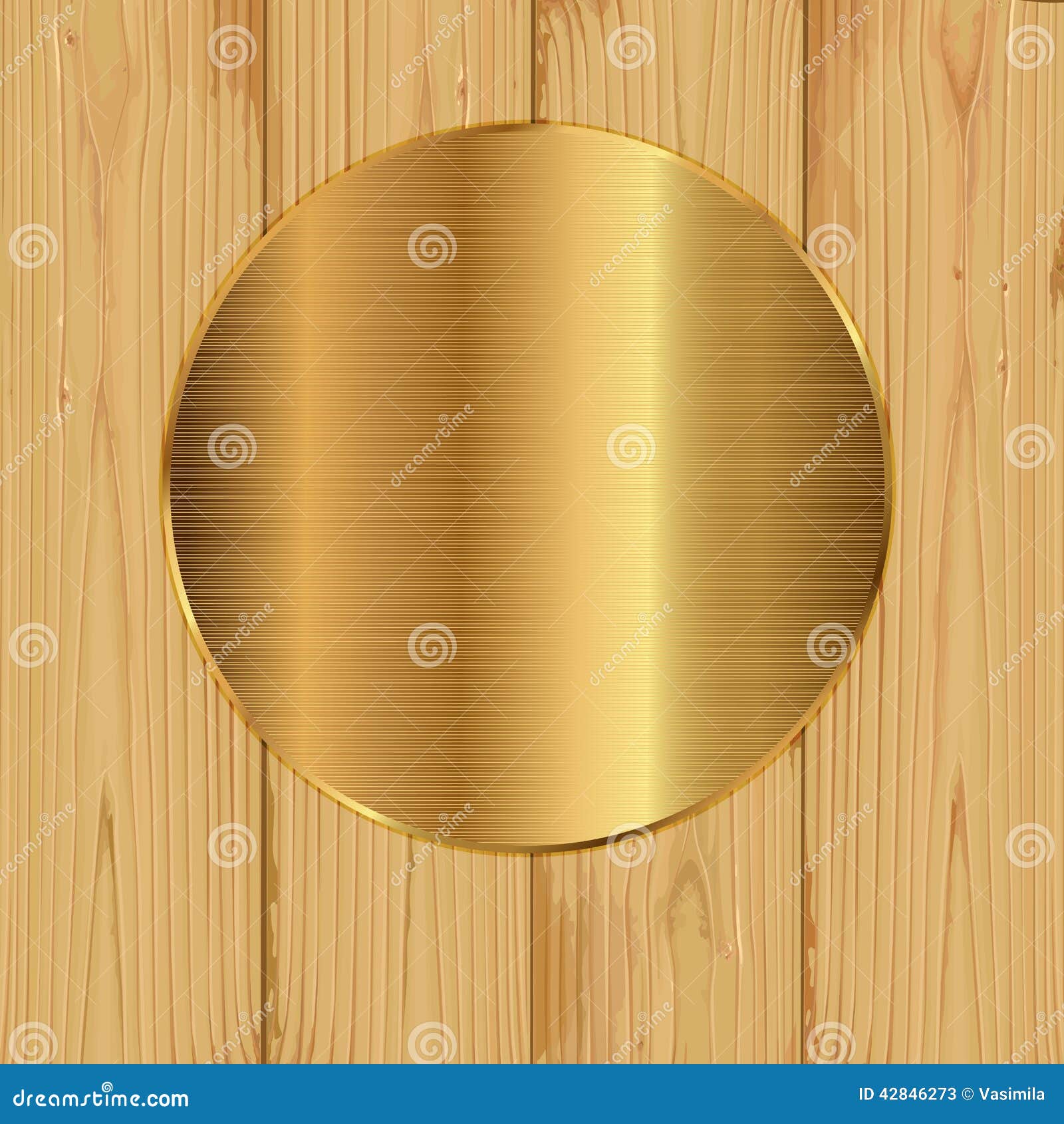 Gold round on a planks stock vector. Illustration of board - 42846273