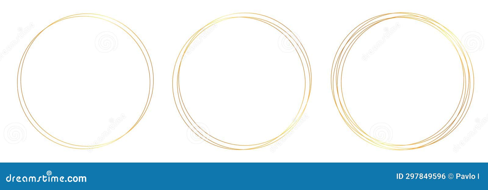 Gold Round Set Circle Frame, Golden Frame Collection - Vector Stock ...