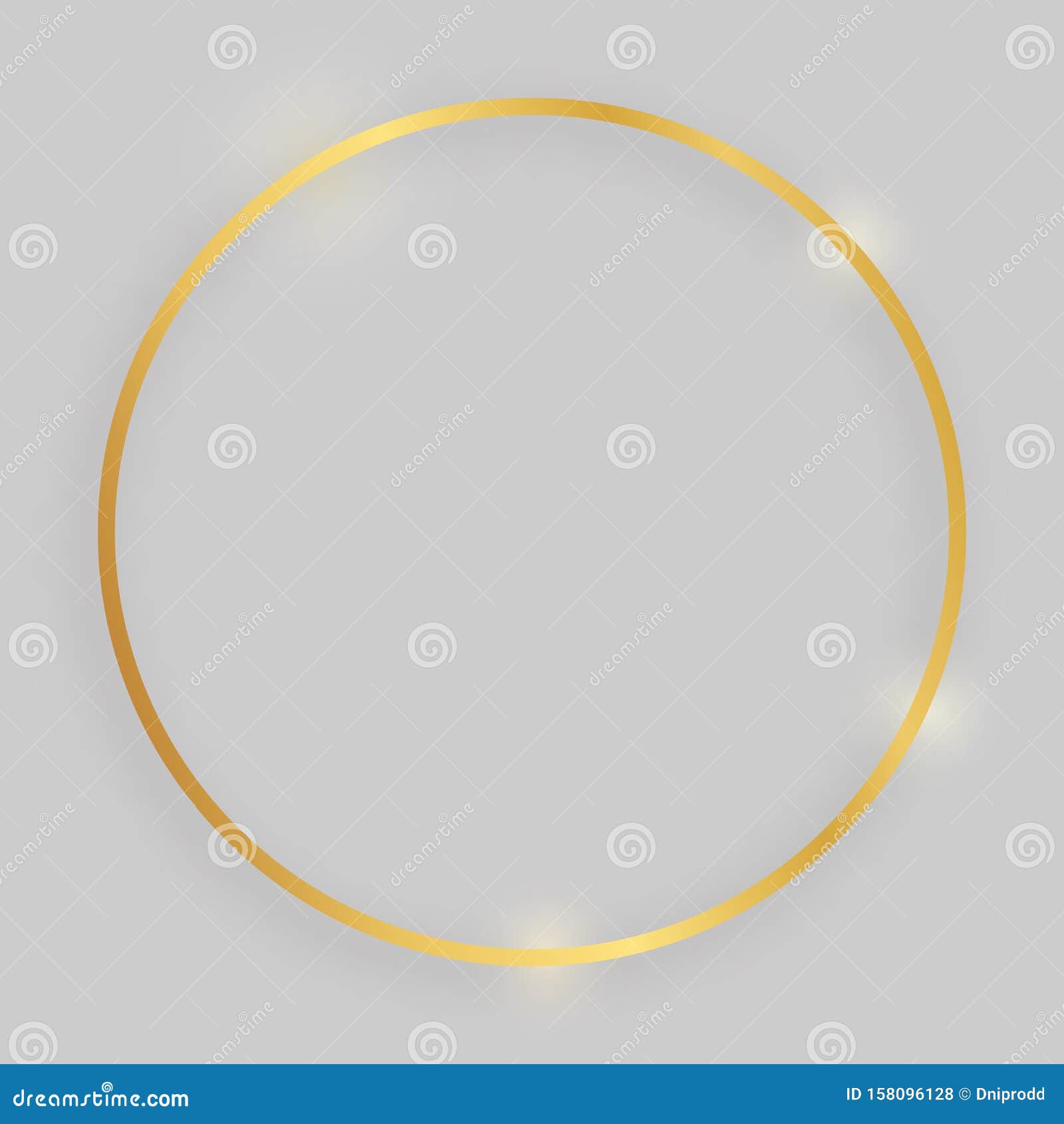 Gold Round Shiny Frame with Glowing Effects Stock Vector - Illustration ...
