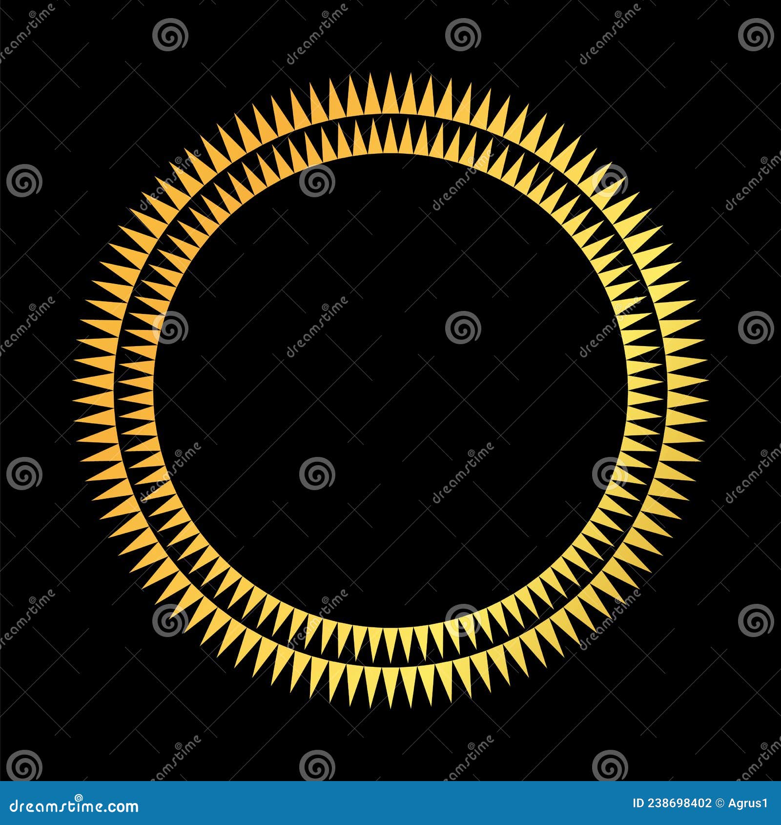 Gold Round Vector Frame - Circle Banner on Dark Background Stock Vector ...