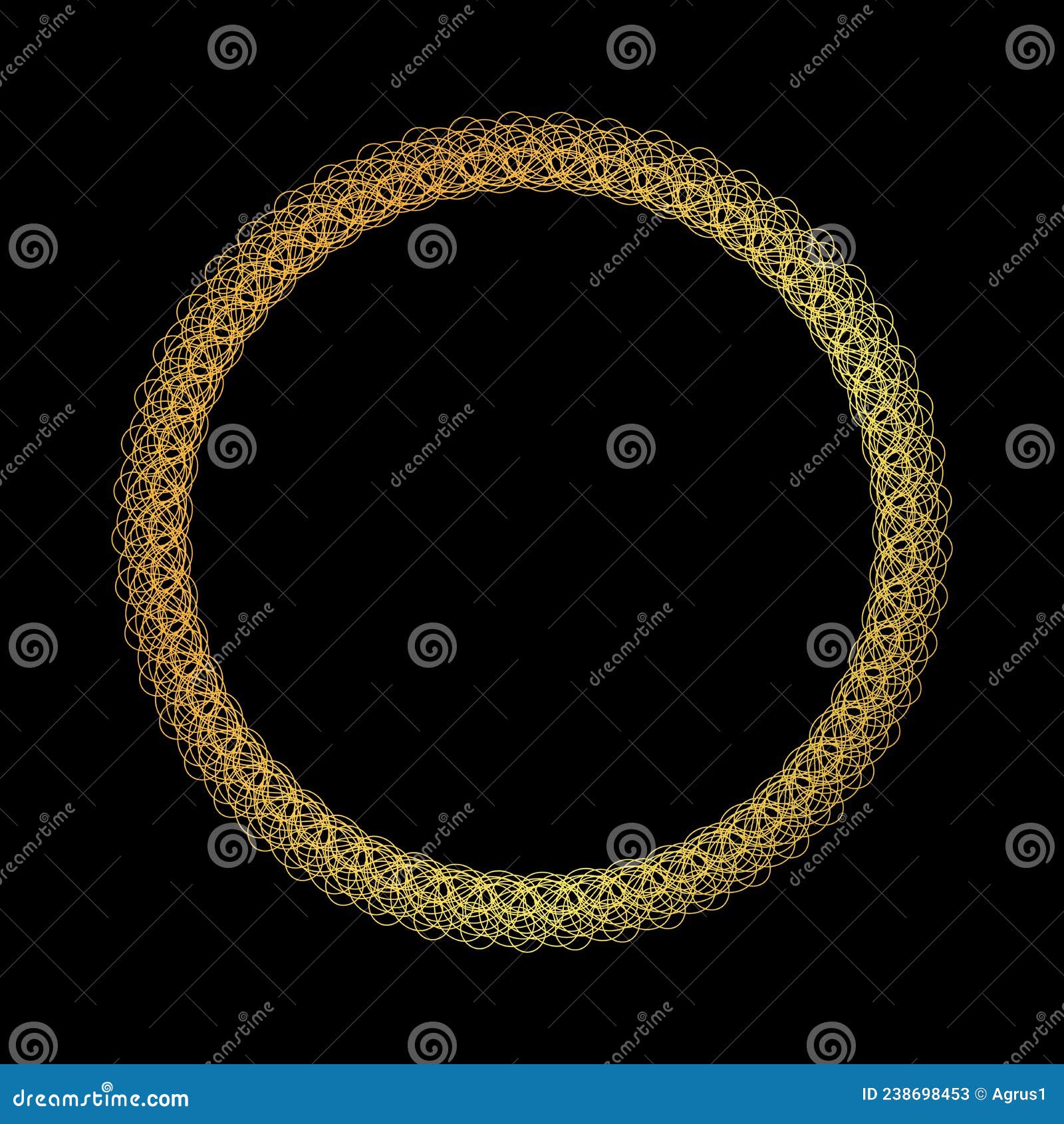 Gold Round Vector Frame - Circle Banner on Dark Background Stock Vector ...