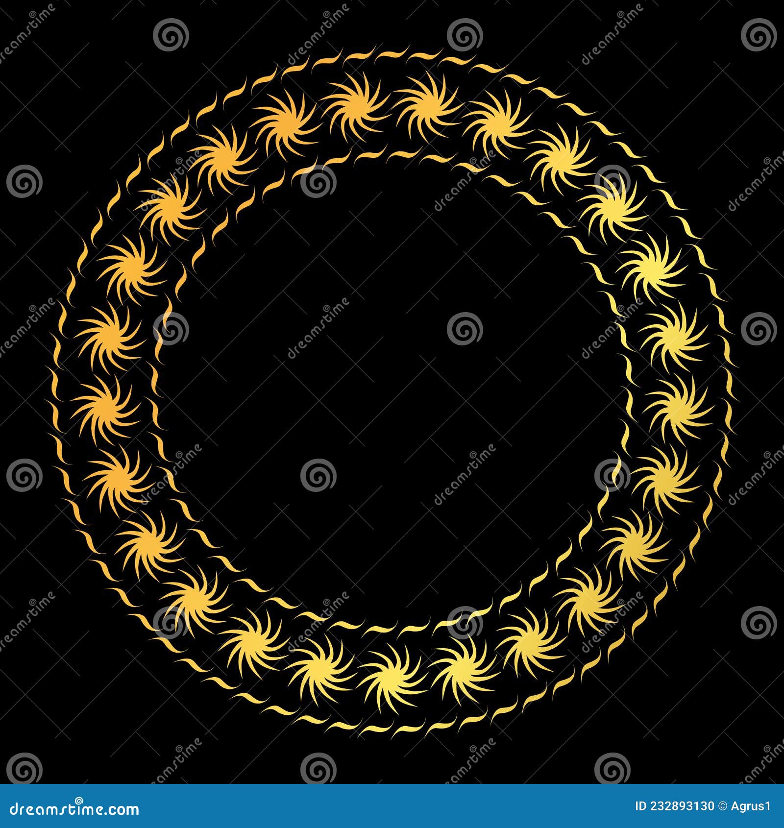 Gold Round Vector Frame - Circle Banner on Dark Background Stock Vector ...