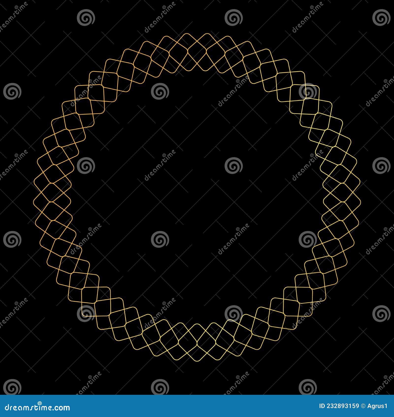 Gold Round Vector Frame - Circle Banner on Dark Background Stock Vector ...