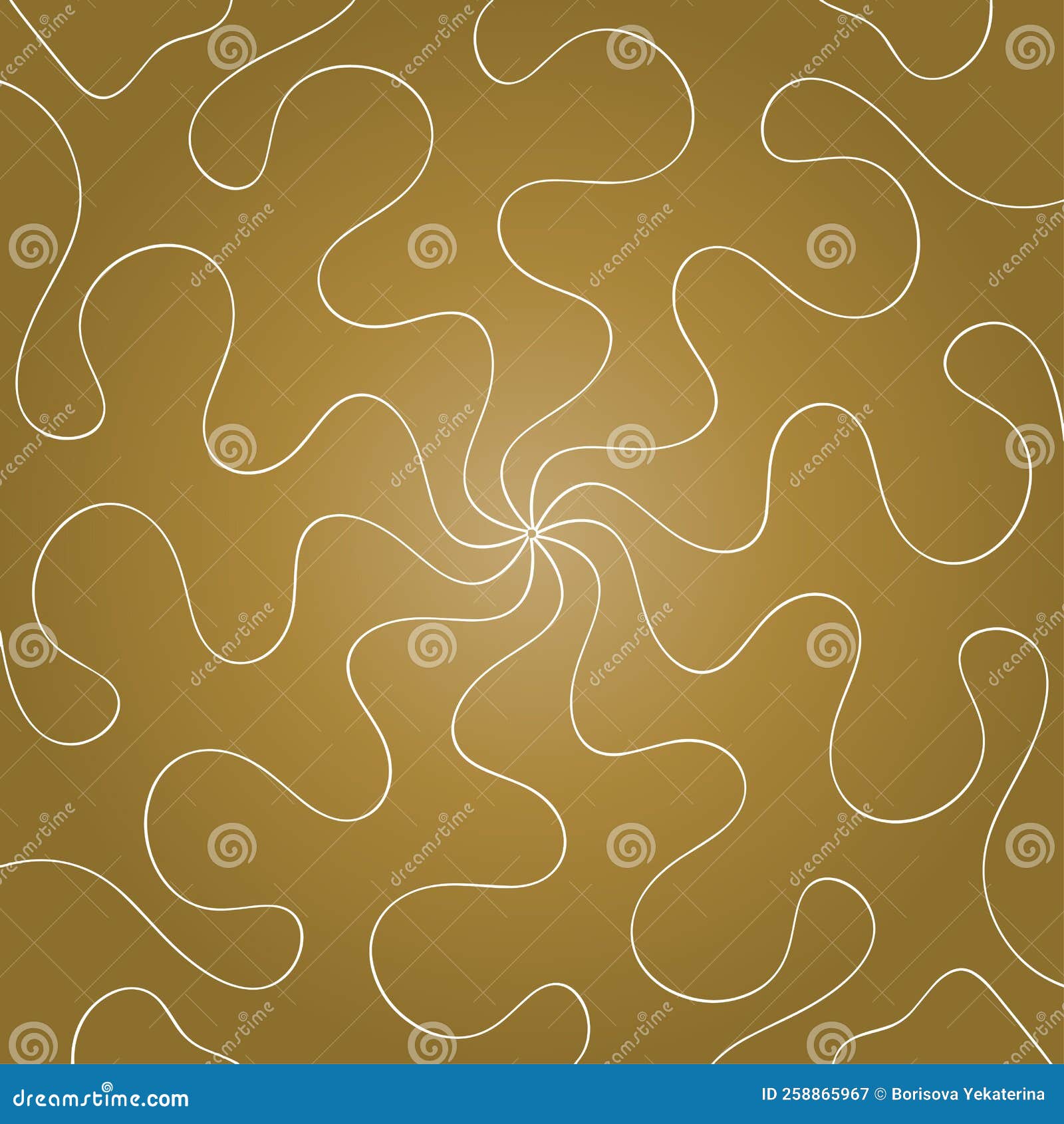 Gold Rounded Wave Line, Psychedelic Effect Illustration Stock Vector ...