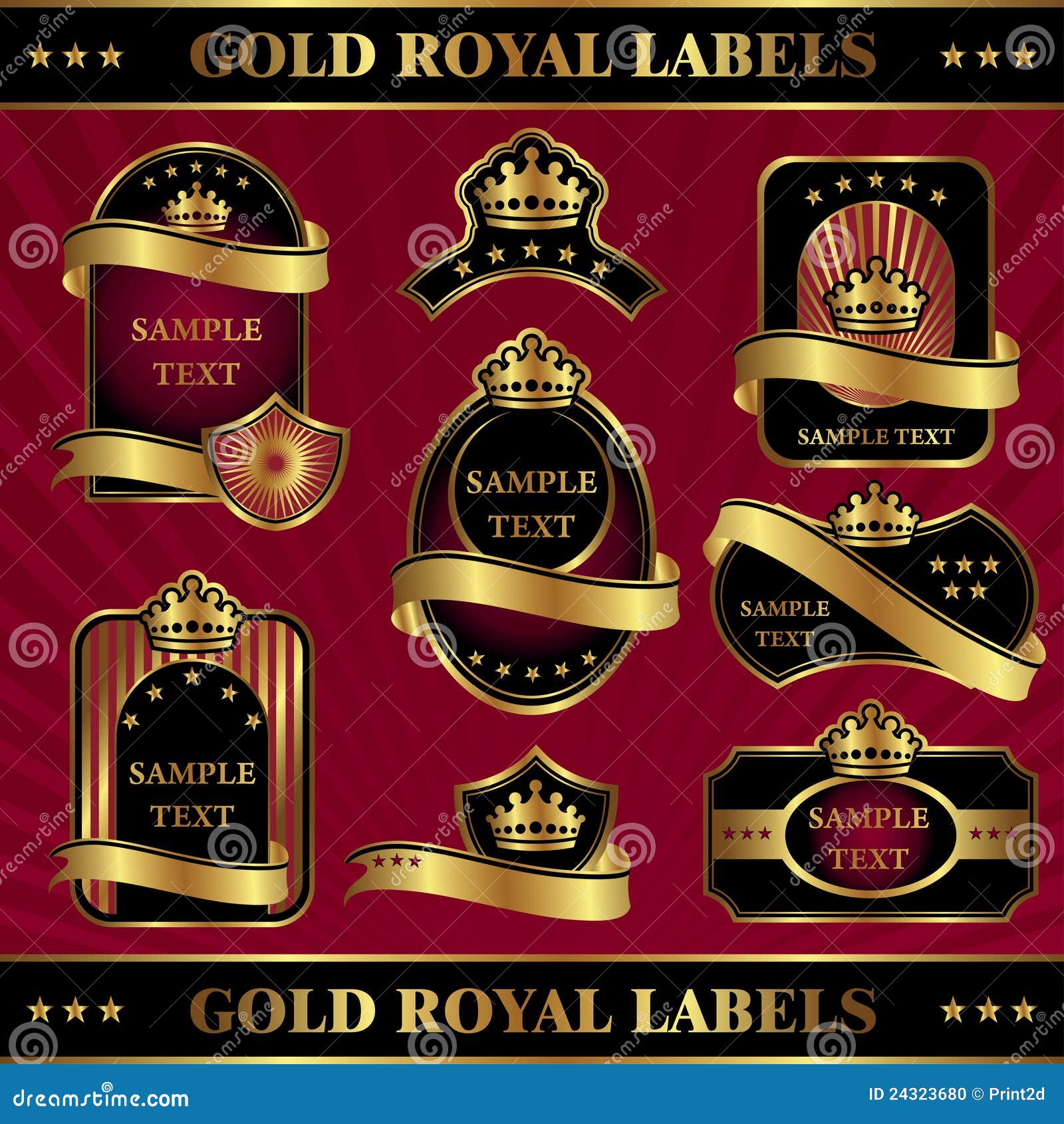 Gold royal labels stock vector. Illustration of decor - 24323680