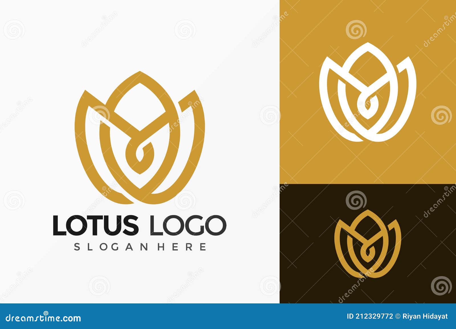 Gold Royal Lotus Logo Vector Design. Abstract Emblem, Designs Concept ...