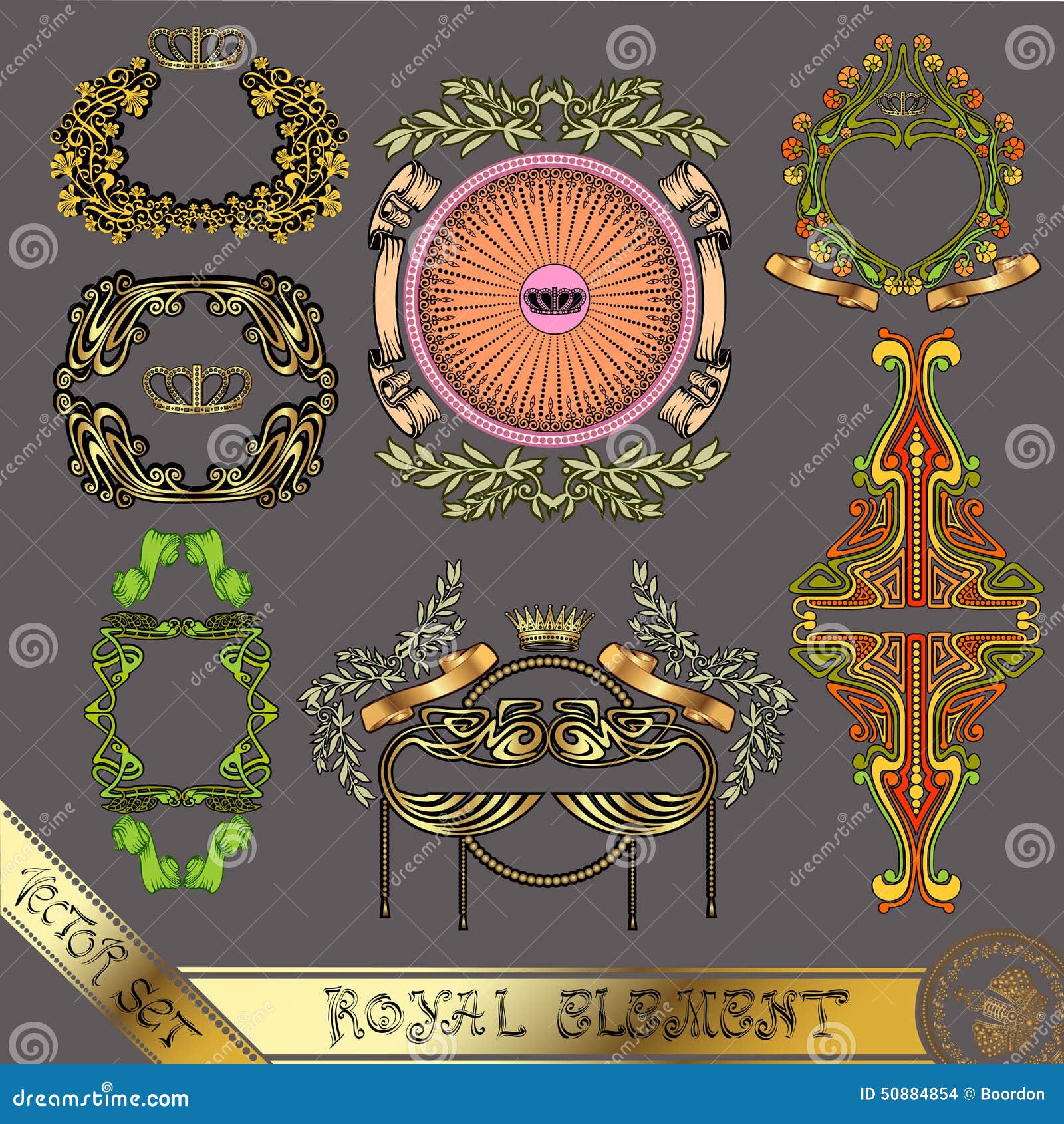 Gold Royal Luxury Element Banner Label Stock Vector - Illustration of ...