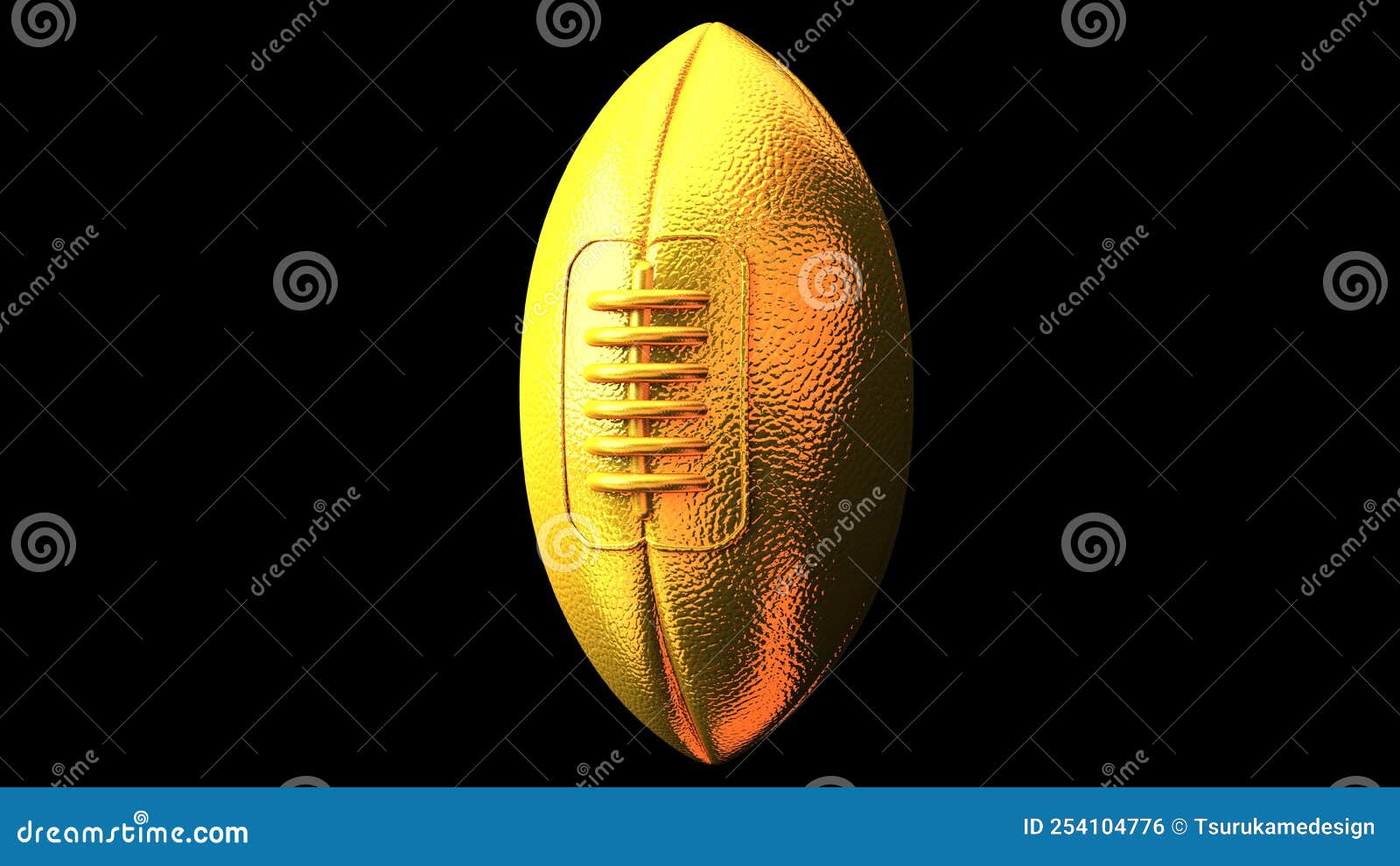 Gold Rugby Ball on Black Background. Stock Illustration - Illustration ...