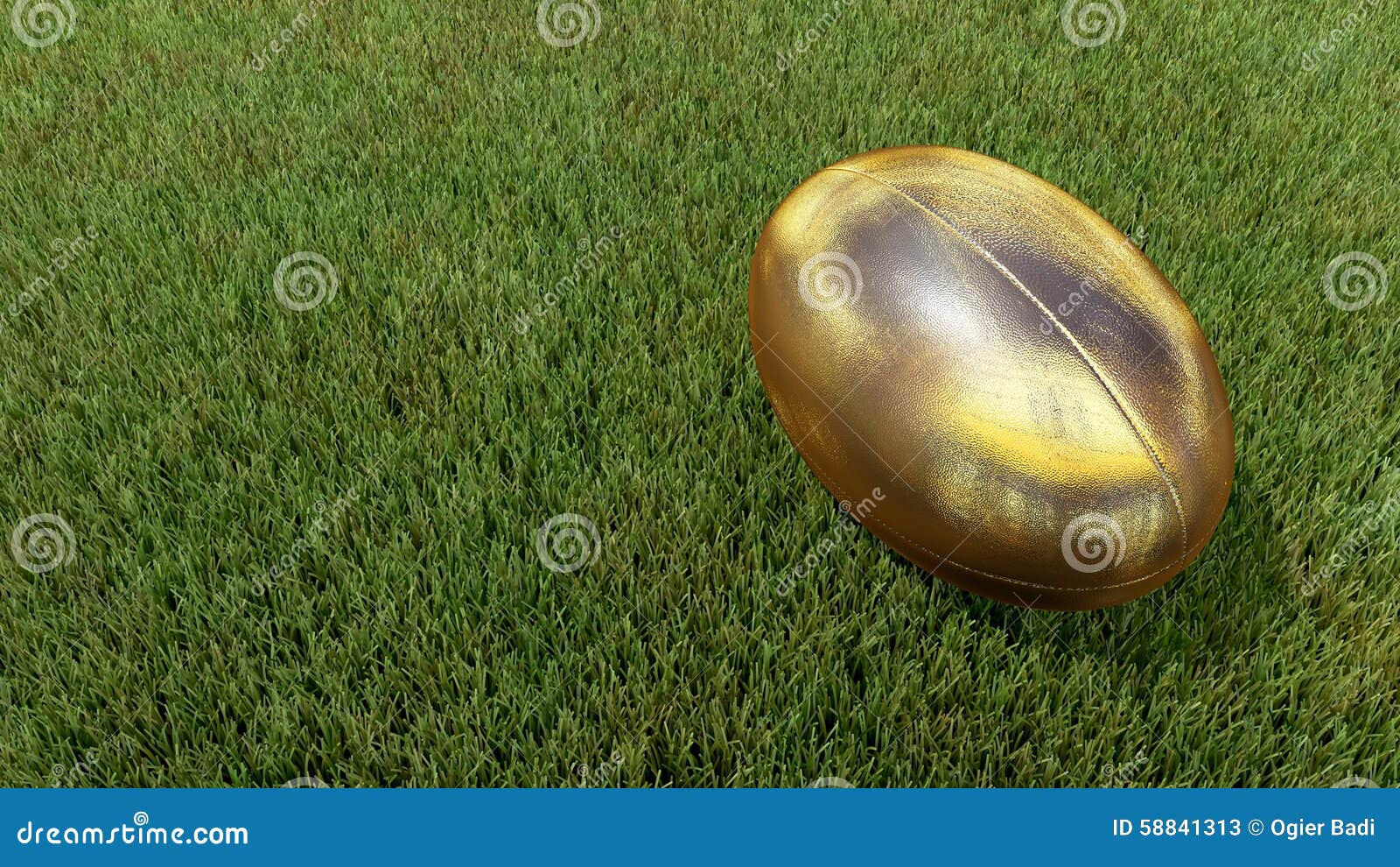 Gold Rugby Ball on Grass V01 Stock Image - Image of metal, sport: 58841313