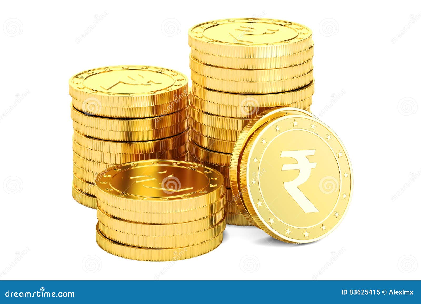 Gold Rupee Coins. Indian Money, Stacked Golden Coins. Rupee Cash ...