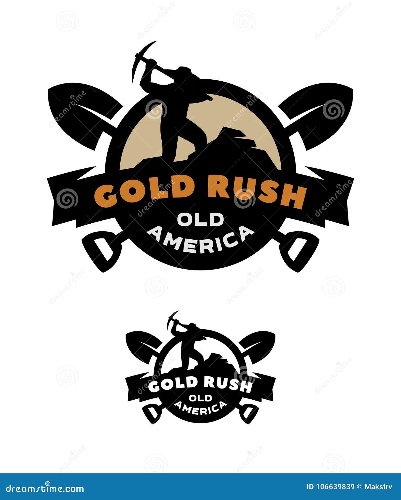 Gold rush, emblem, logo. stock vector. Illustration of silver - 106639839