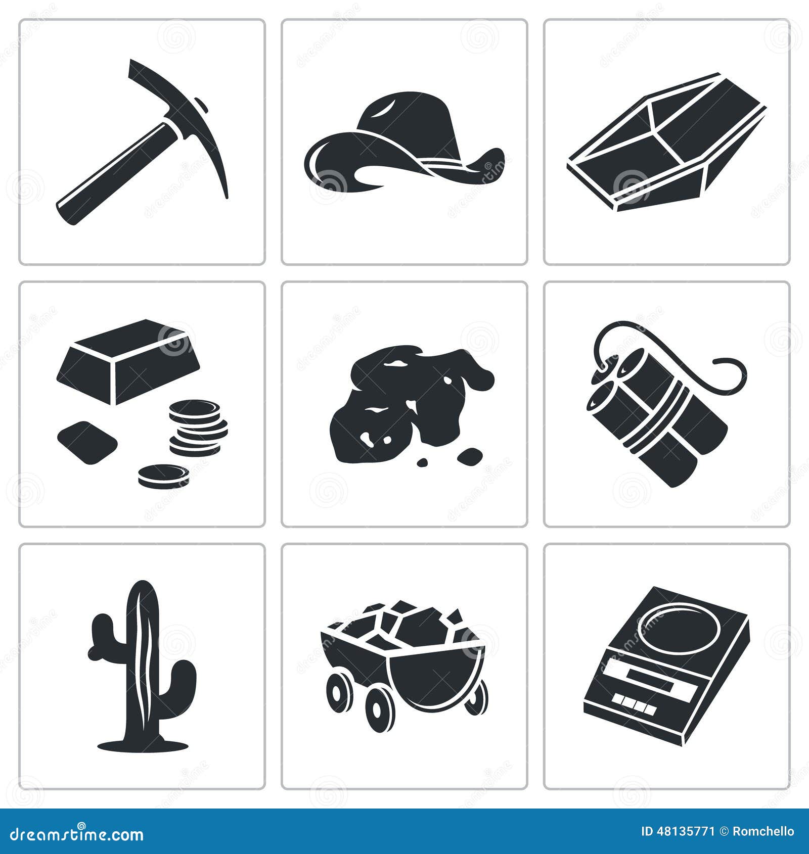 Gold rush Vector Icons Set stock illustration. Illustration of ...