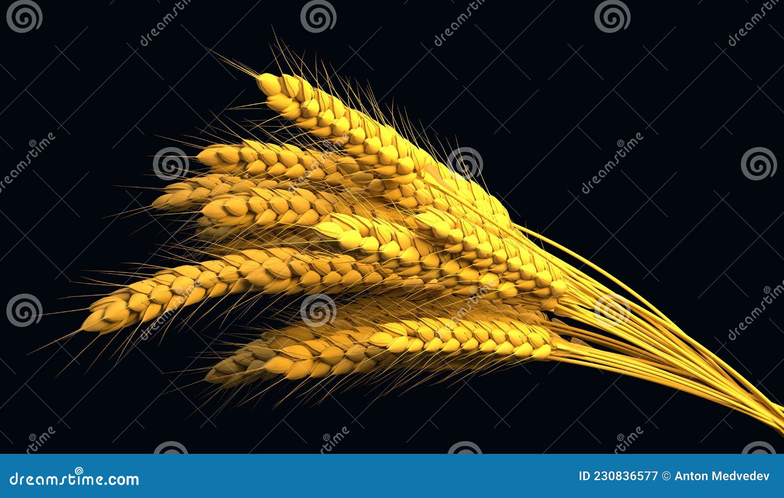 Gold Rye Bunch, Farm Yield Isolated - Computer Generated Nature 3D ...