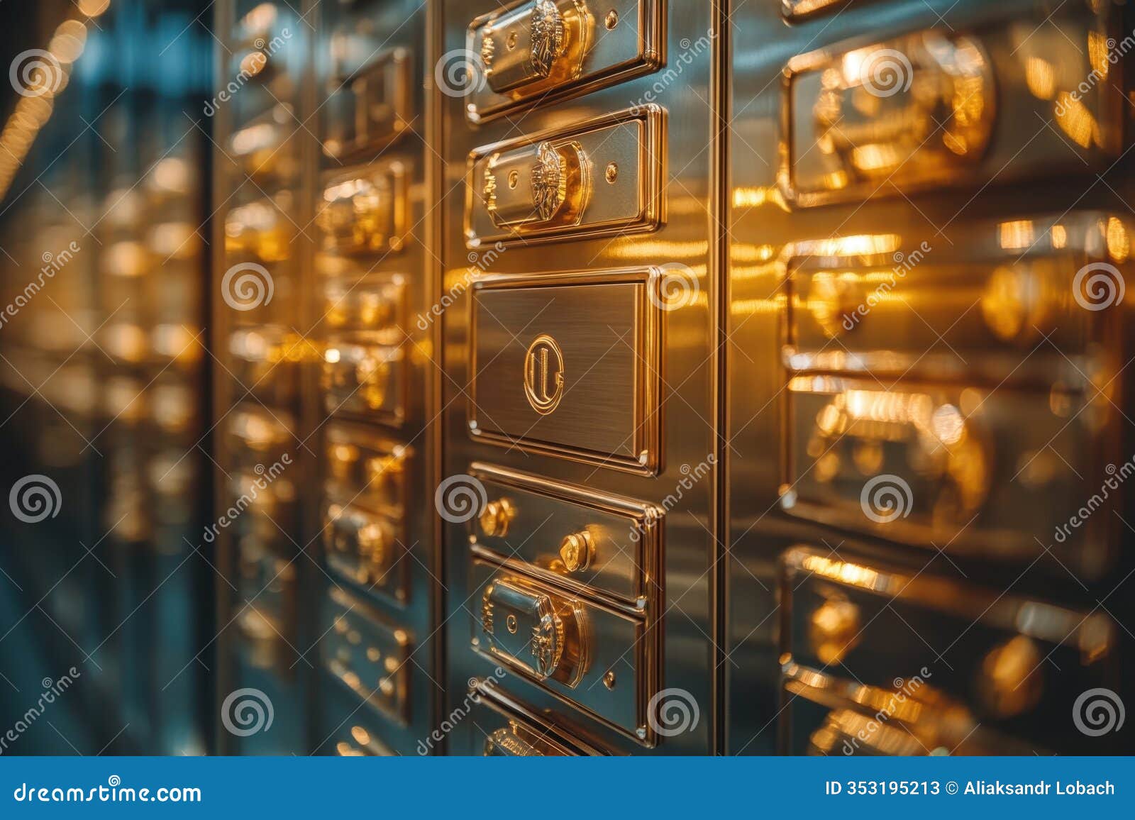 A Gold Safe in a Bank Vault. Bank Vault Stock Image - Image of wheel ...