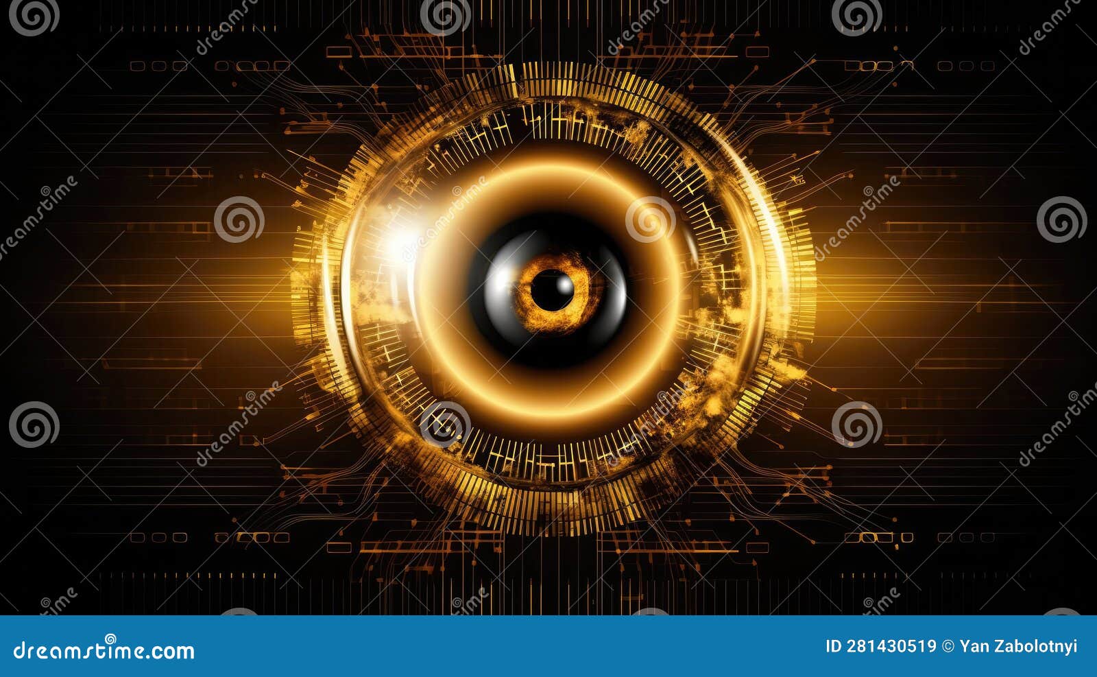 Gold Safe Biometric Authentication Eye Scanning Big Data Cybersecurity ...