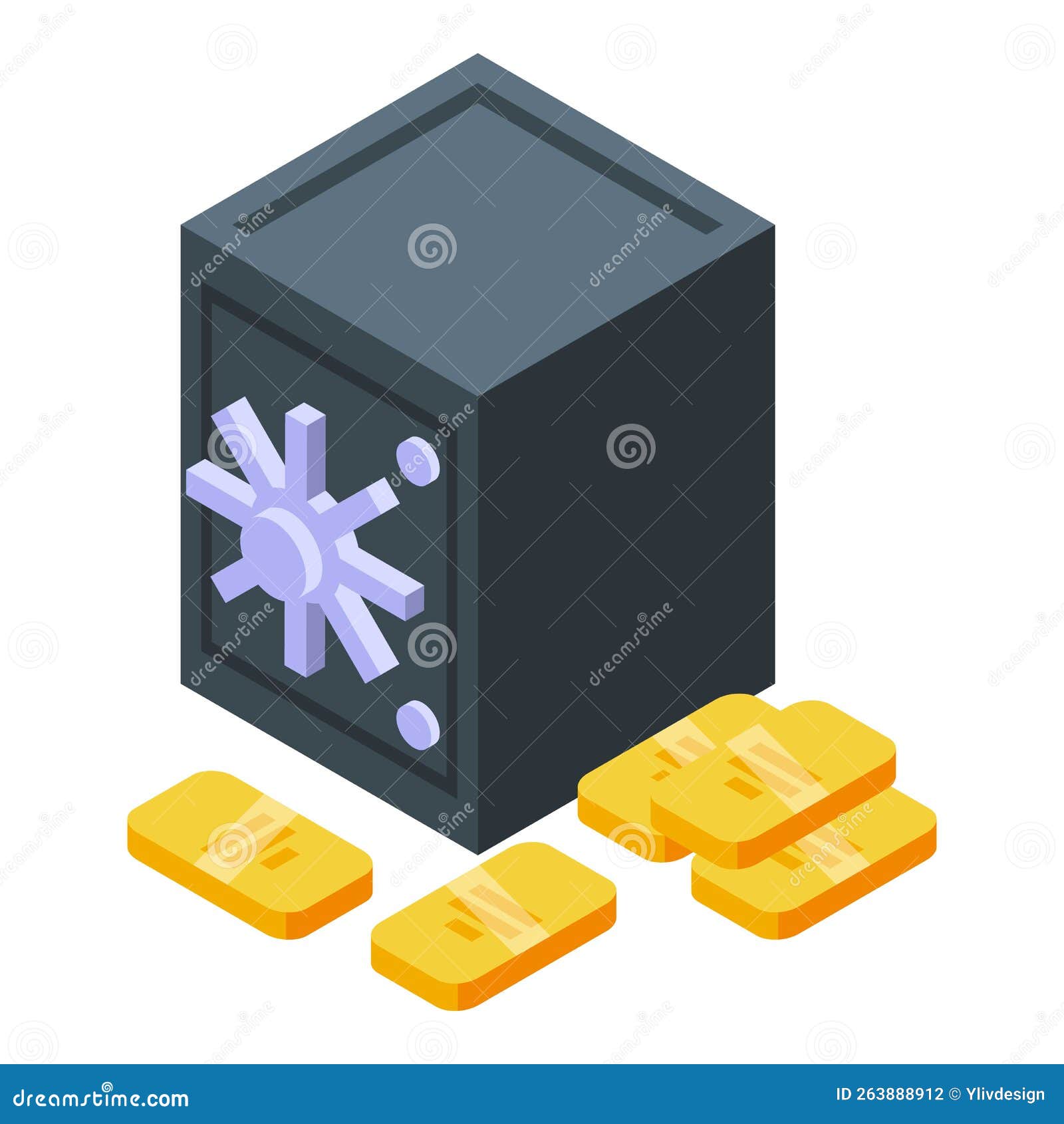 Gold Safe Icon Isometric Vector. Mine Stone Stock Vector - Illustration ...