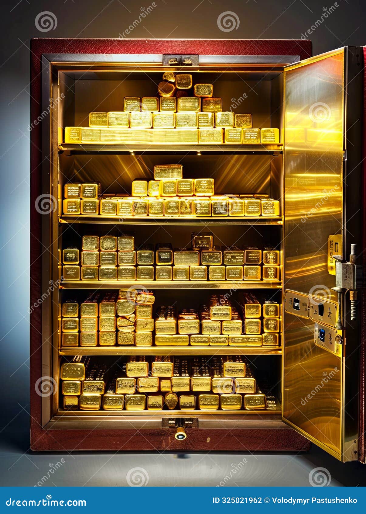 A Gold Safe with Many Bars of Gold Stock Photo - Image of bars, case ...