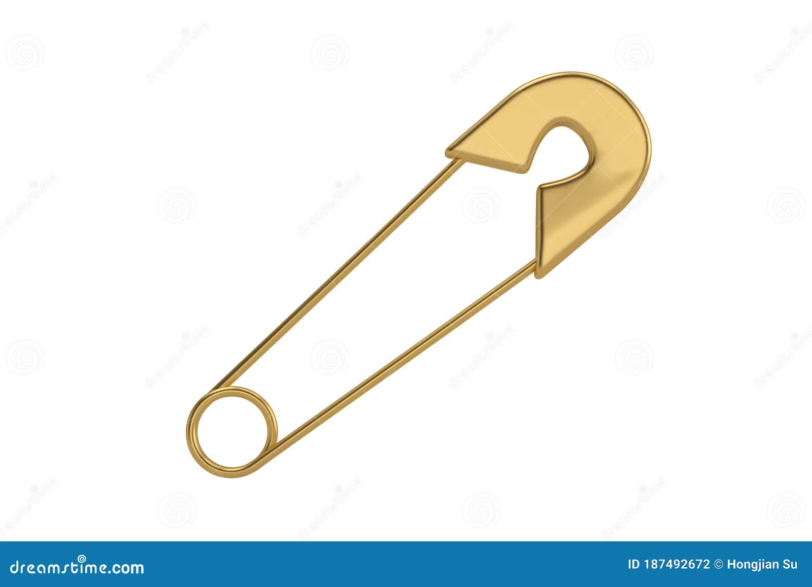 Gold Safety Pin Isolated on White Background. 3D Illustration Stock ...