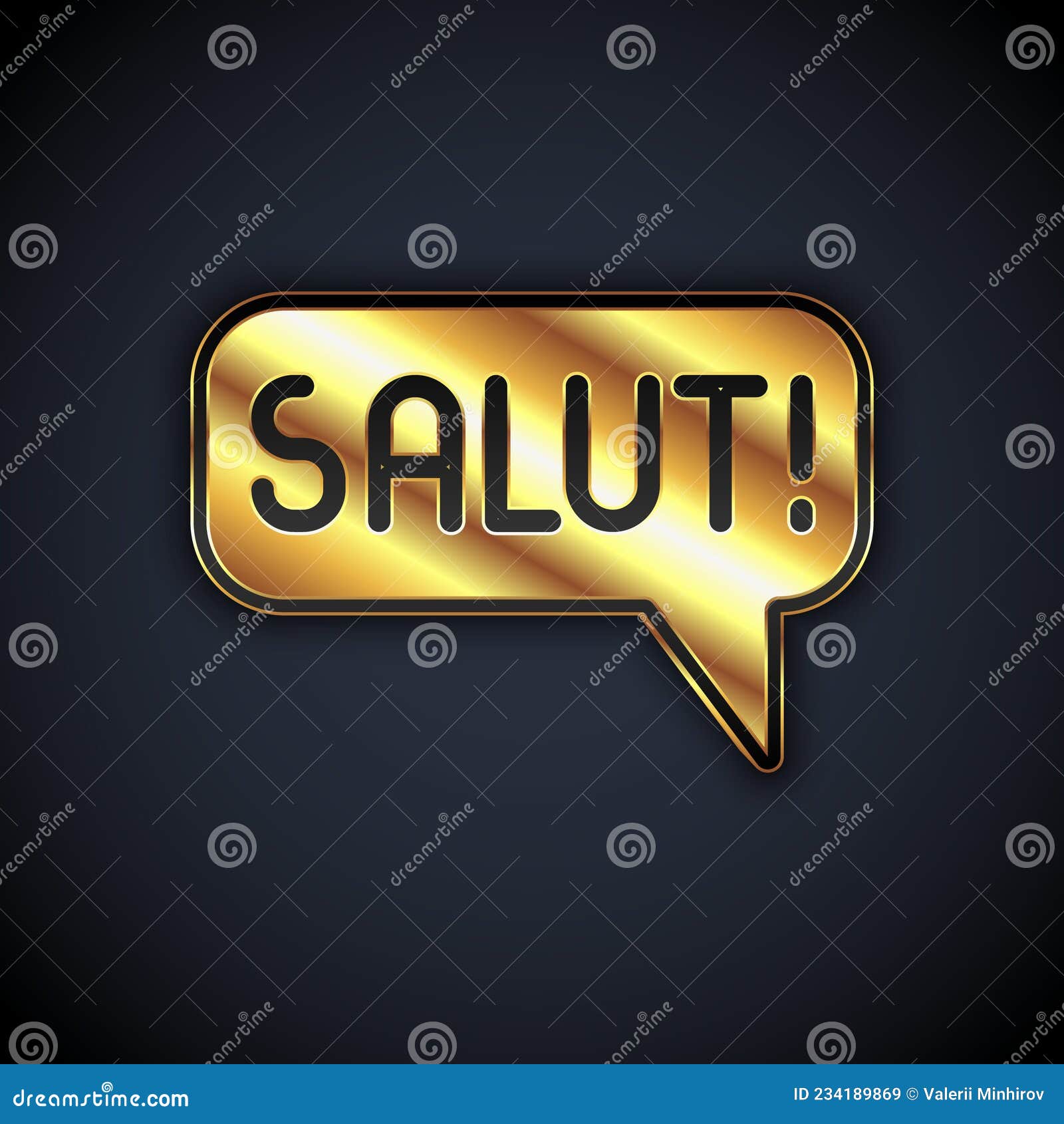Gold Salut in Different Languages Icon Isolated on Black Background ...