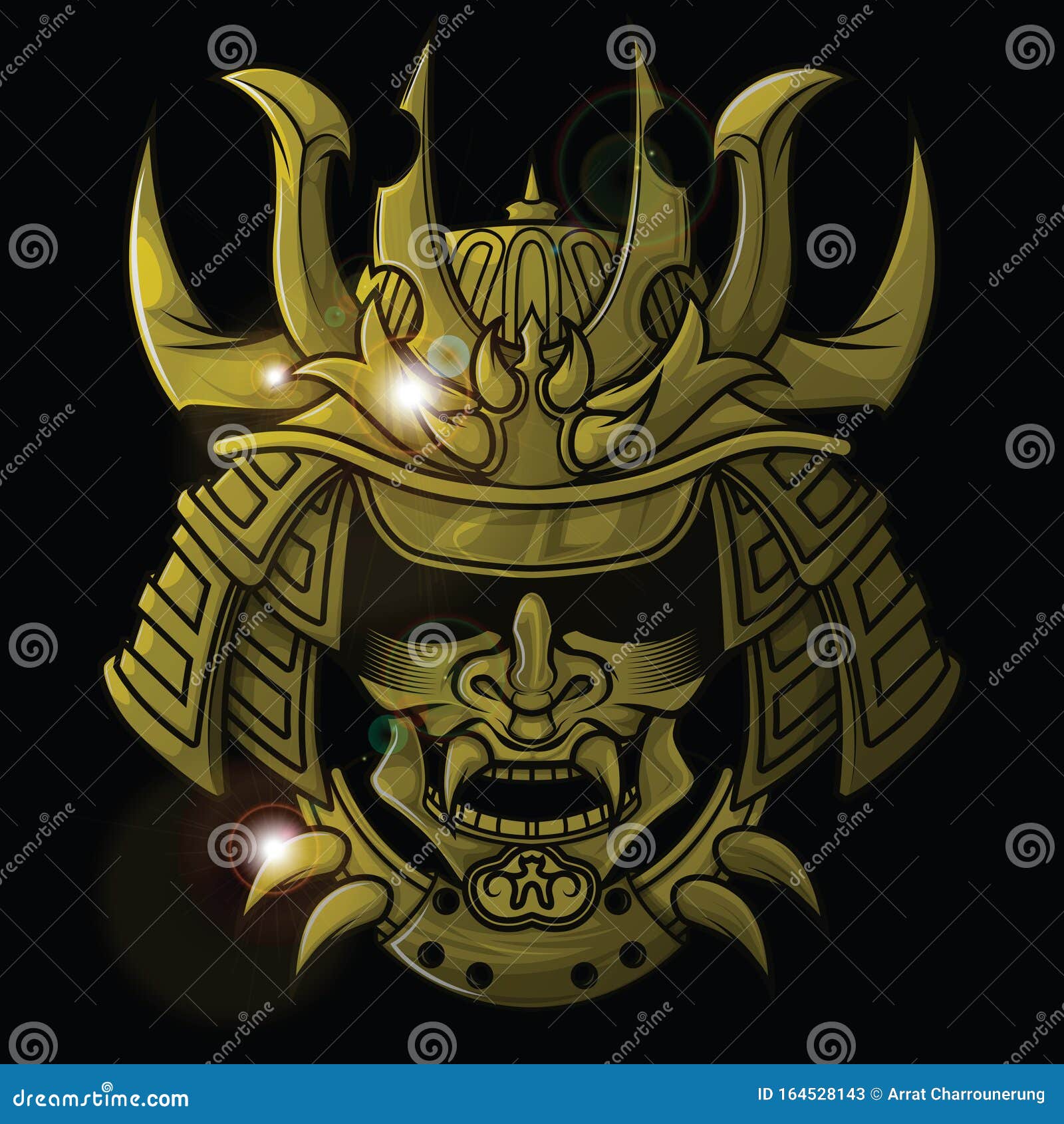 Gold Samurai Robot Head Sacred Geometry Royalty-Free Stock Image ...