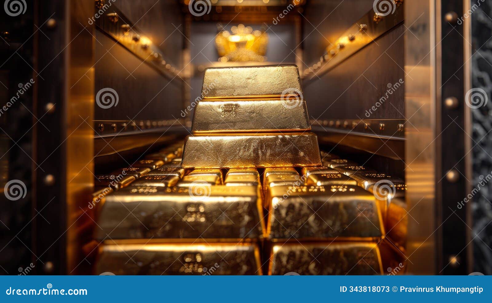 The Gold Saving Bars are in a Safety Deposit Banking Box Stock Image ...