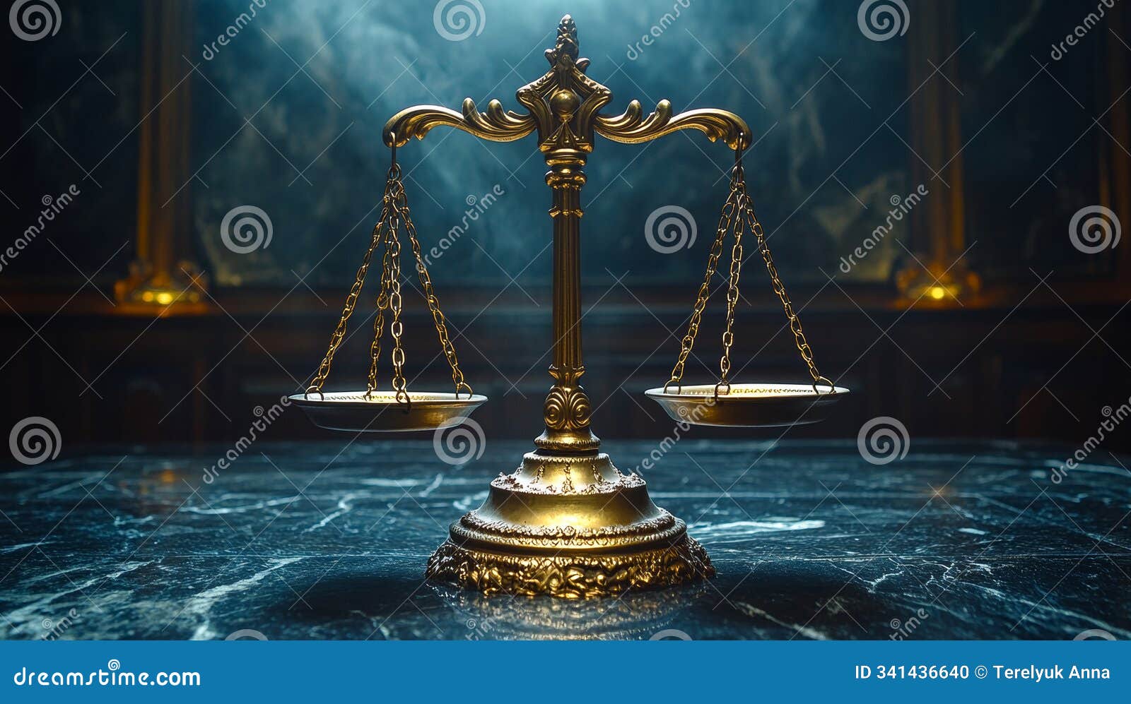 A Gold Scale with Two Chains Hanging from it Stock Photo - Image of ...