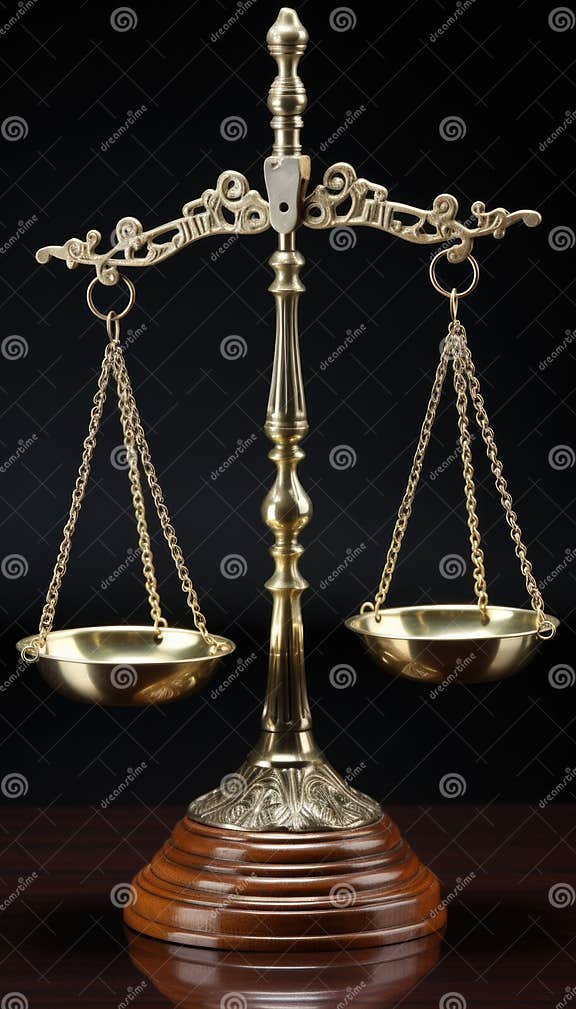 A Gold Scale with Two Scales on it. Generative AI Image. Stock Photo ...