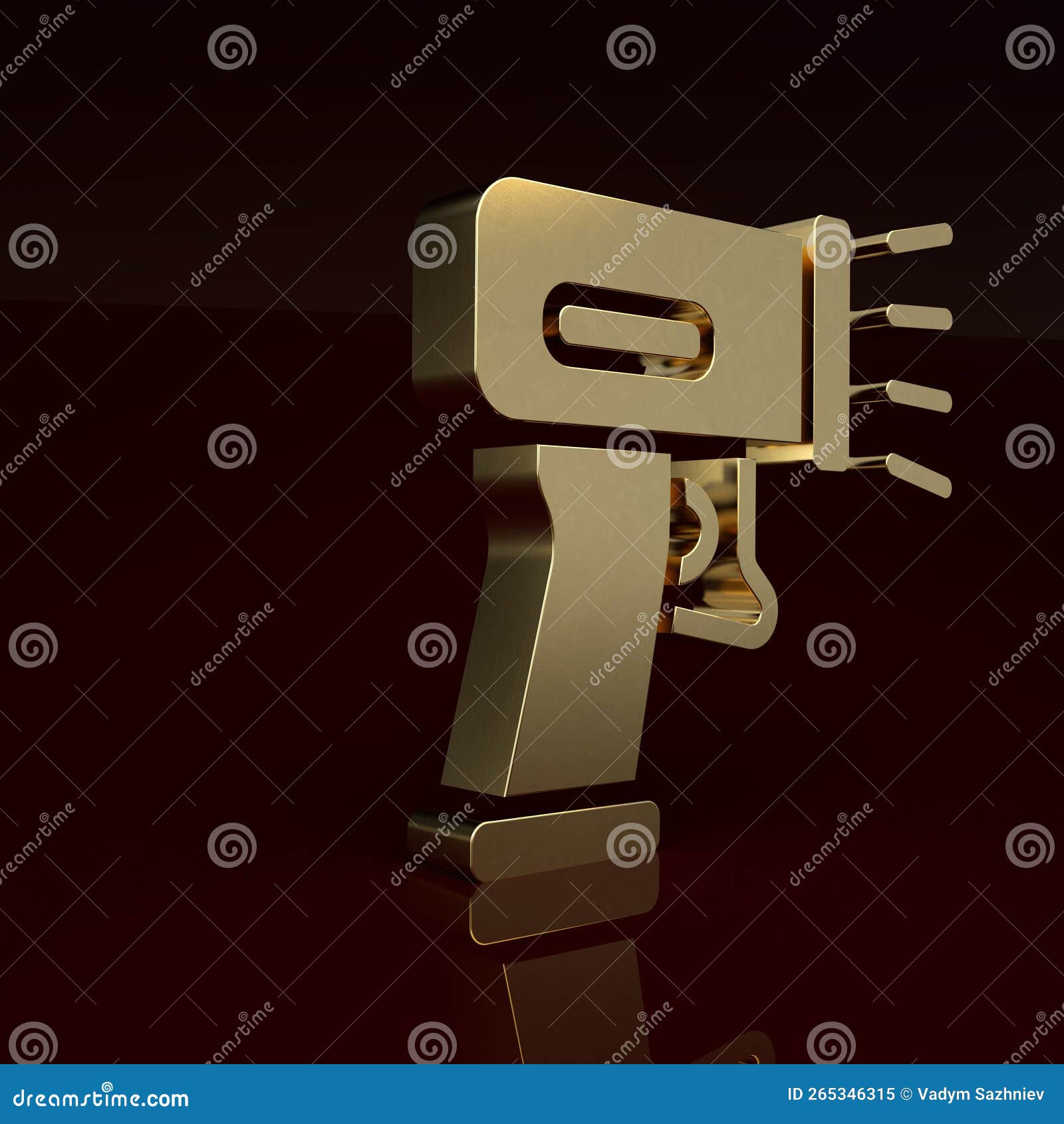 Gold Scanner Scanning Bar Code Icon Isolated on Brown Background ...